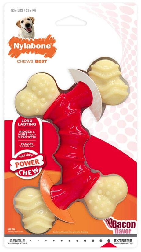 Nylabone Dura Chew Double Bone - Bacon Flavor [Dog, Toys Gumabone ...