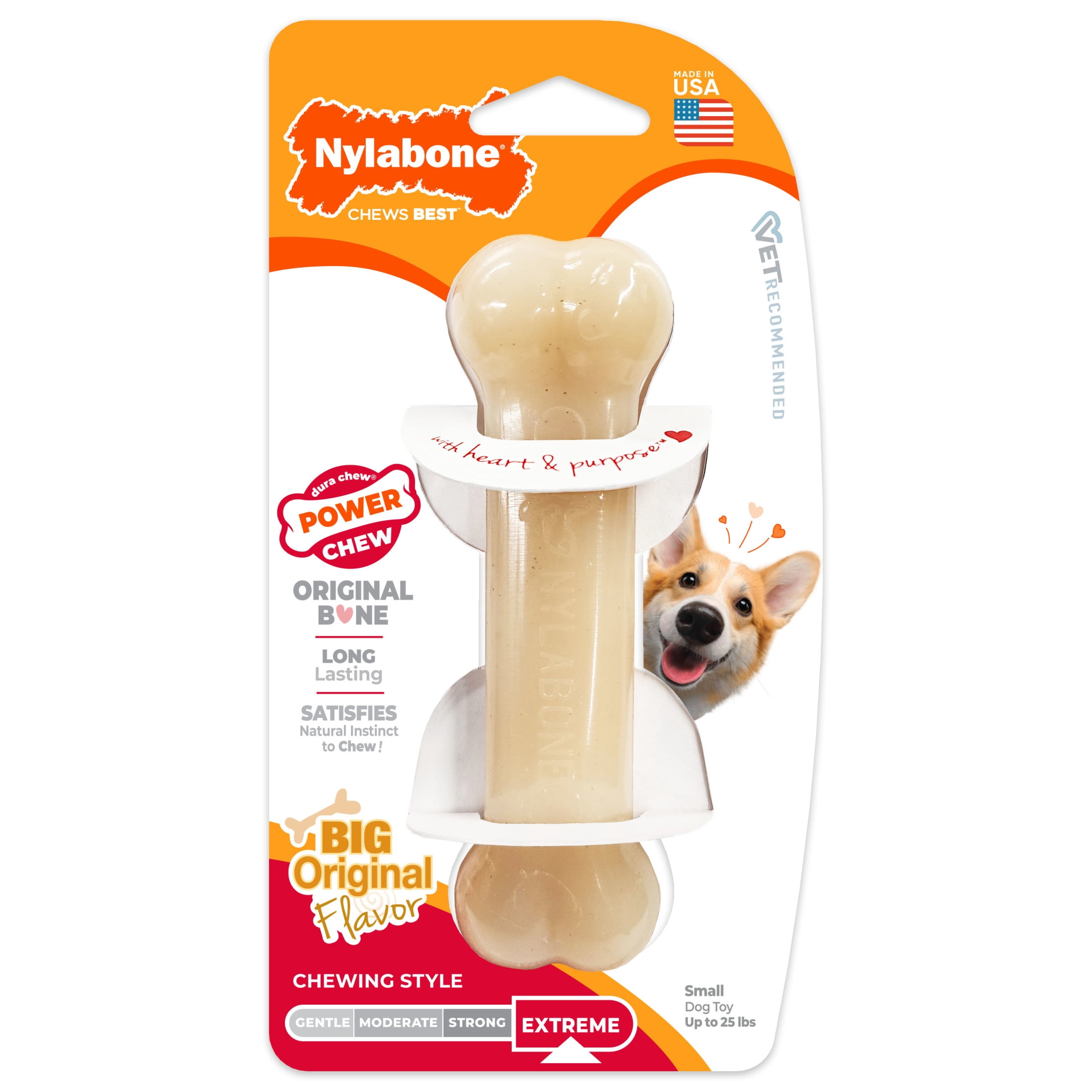 Nylabone DuraChew Tough Nylon Dental Bone, Regular Size for 25 lb Dogs ...