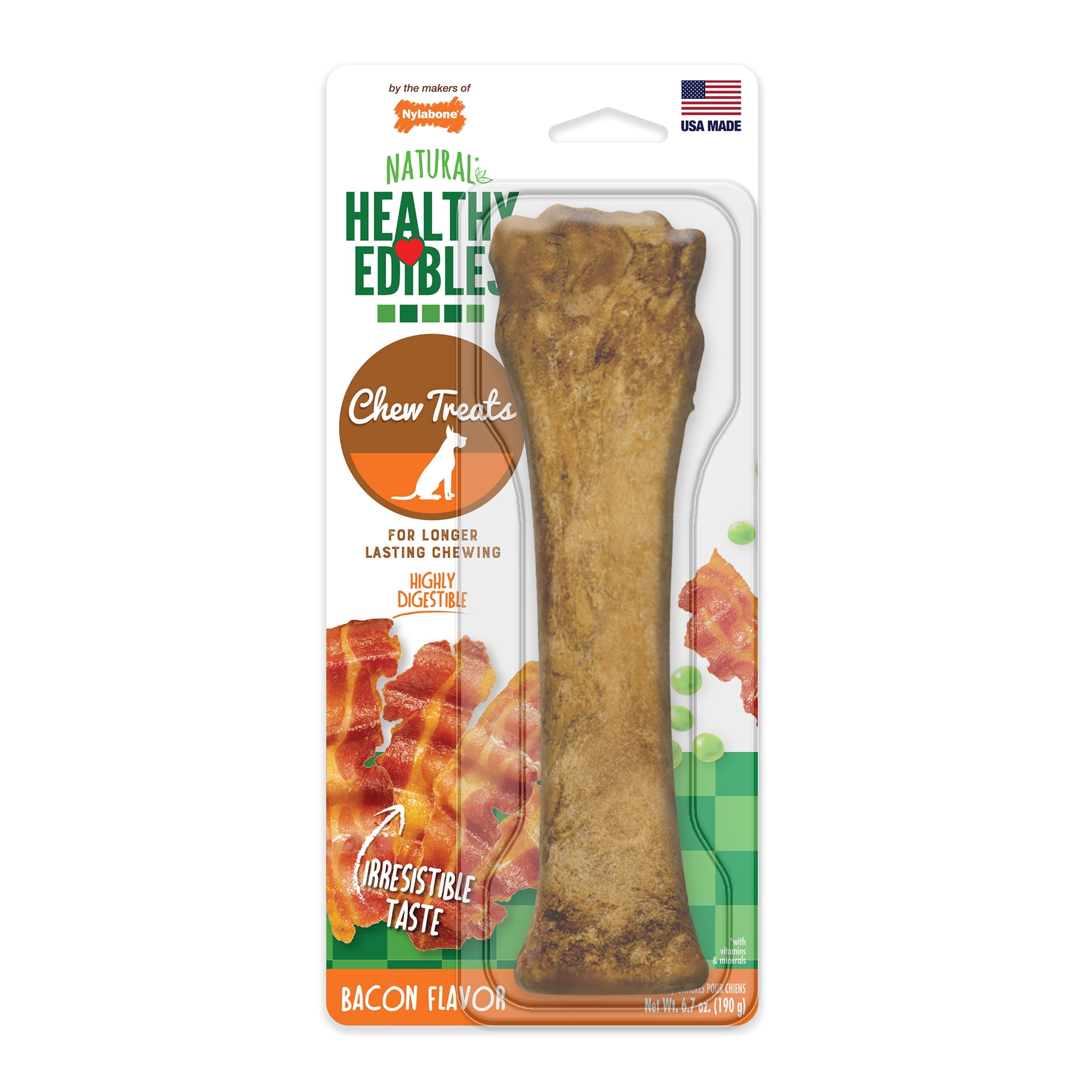 Nylabone Healthy Edibles Bacon Souper, Long Lasting Chew Treats for ...