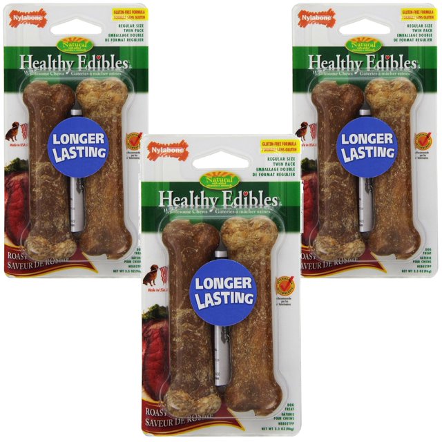 Nylabone Healthy Edibles Roast CCF19 Beef Flavored Treat Bones, Size ...