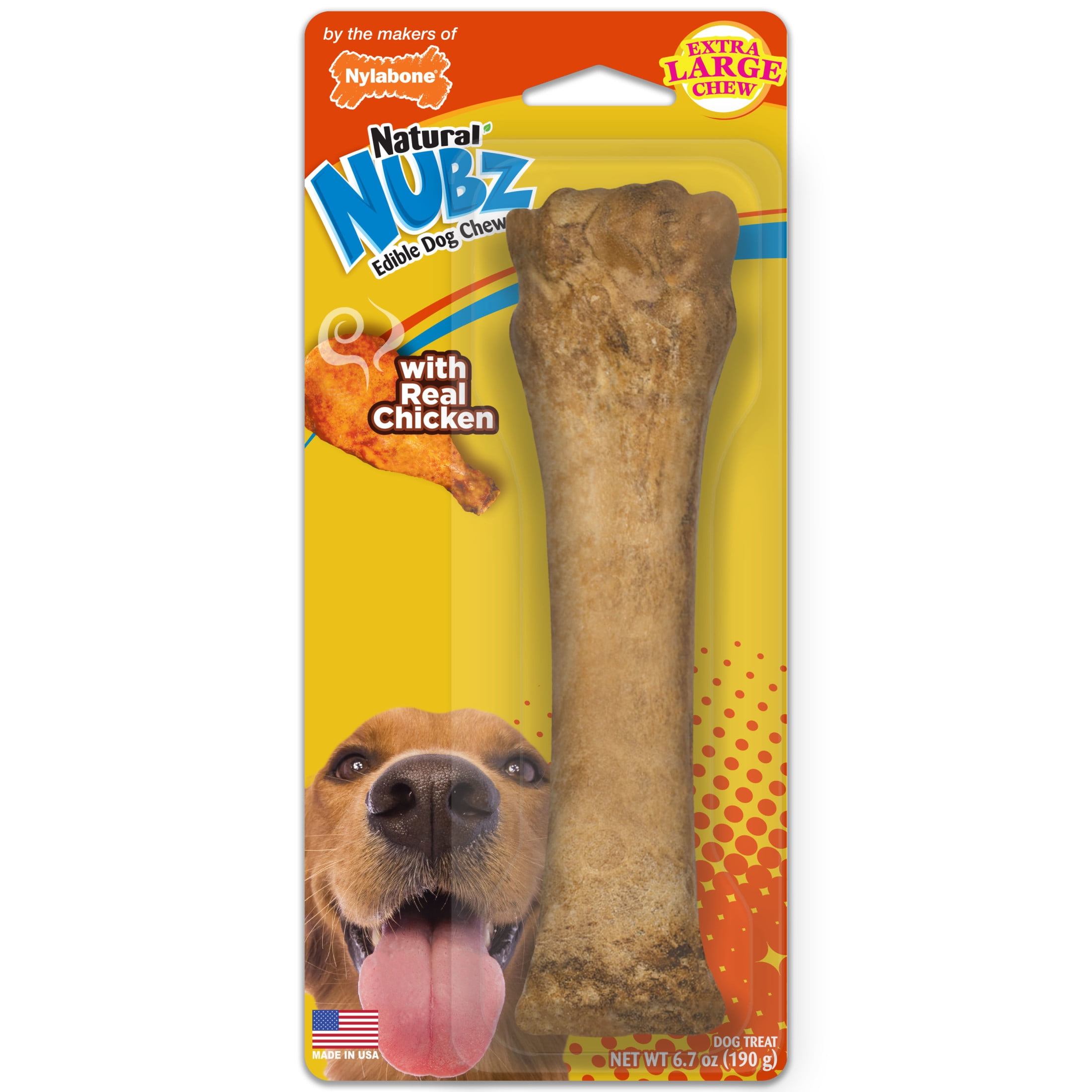 Nylabone Nubz Chicken Dog Chew Treats X-Large - 50+ lbs. (1 Count ...