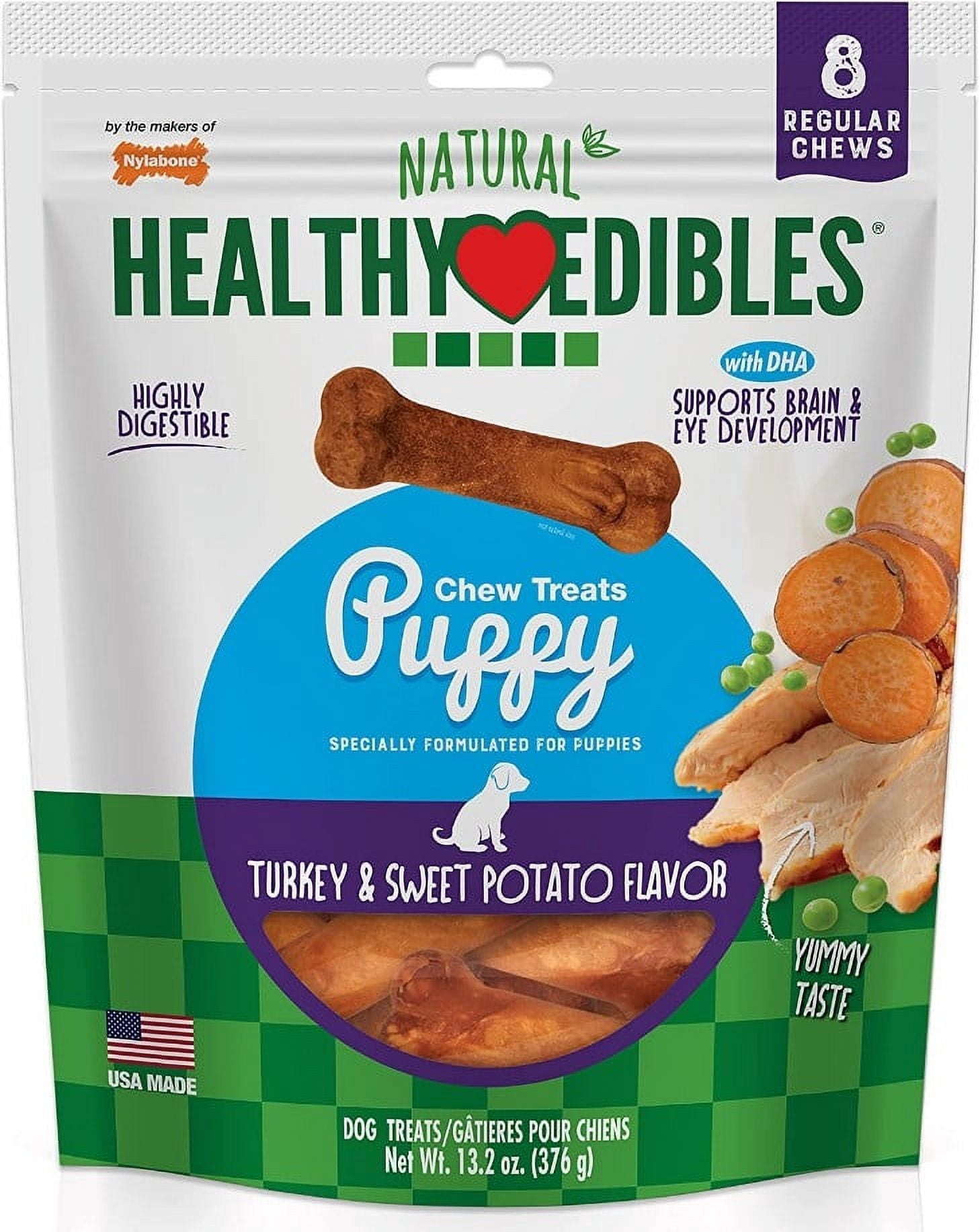 Nylabone Natural Healthy Edibles Puppy Turkey and Sweet Potato Puppy ...