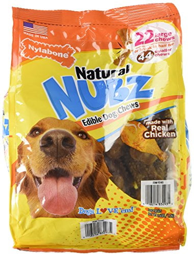 Nylabone Nubz Edible Dog Chews, Large, 22 Count, 2.6 lb Bag, Cleans ...