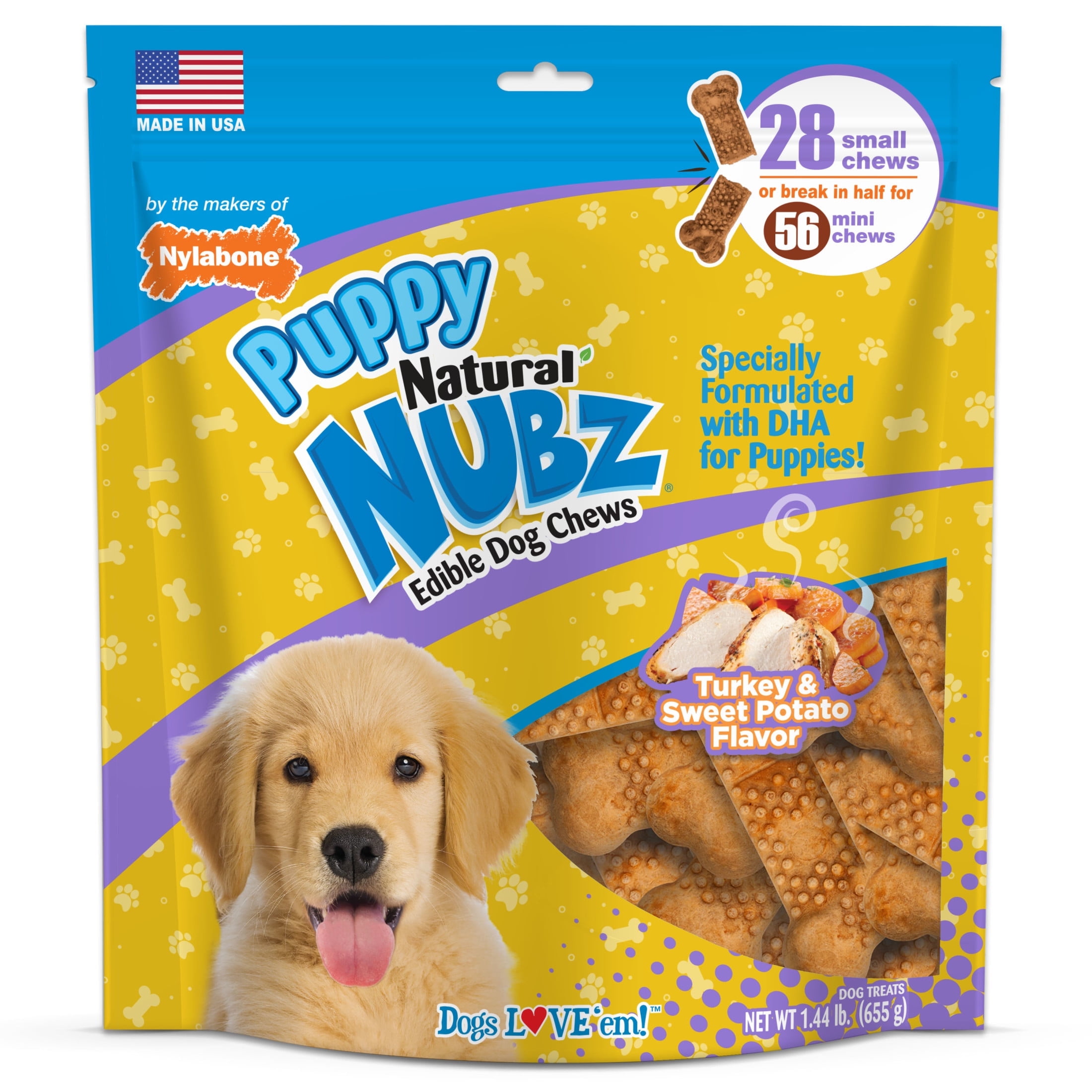 Nylabone Puppy Natural Nubz Chew Treats for Small Dogs up to 30 lbs ...