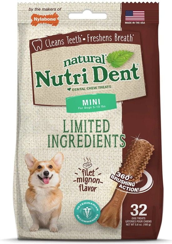 Nylabone Natural Nutri Dent Filet Mignon Dental Chews - Limited ...
