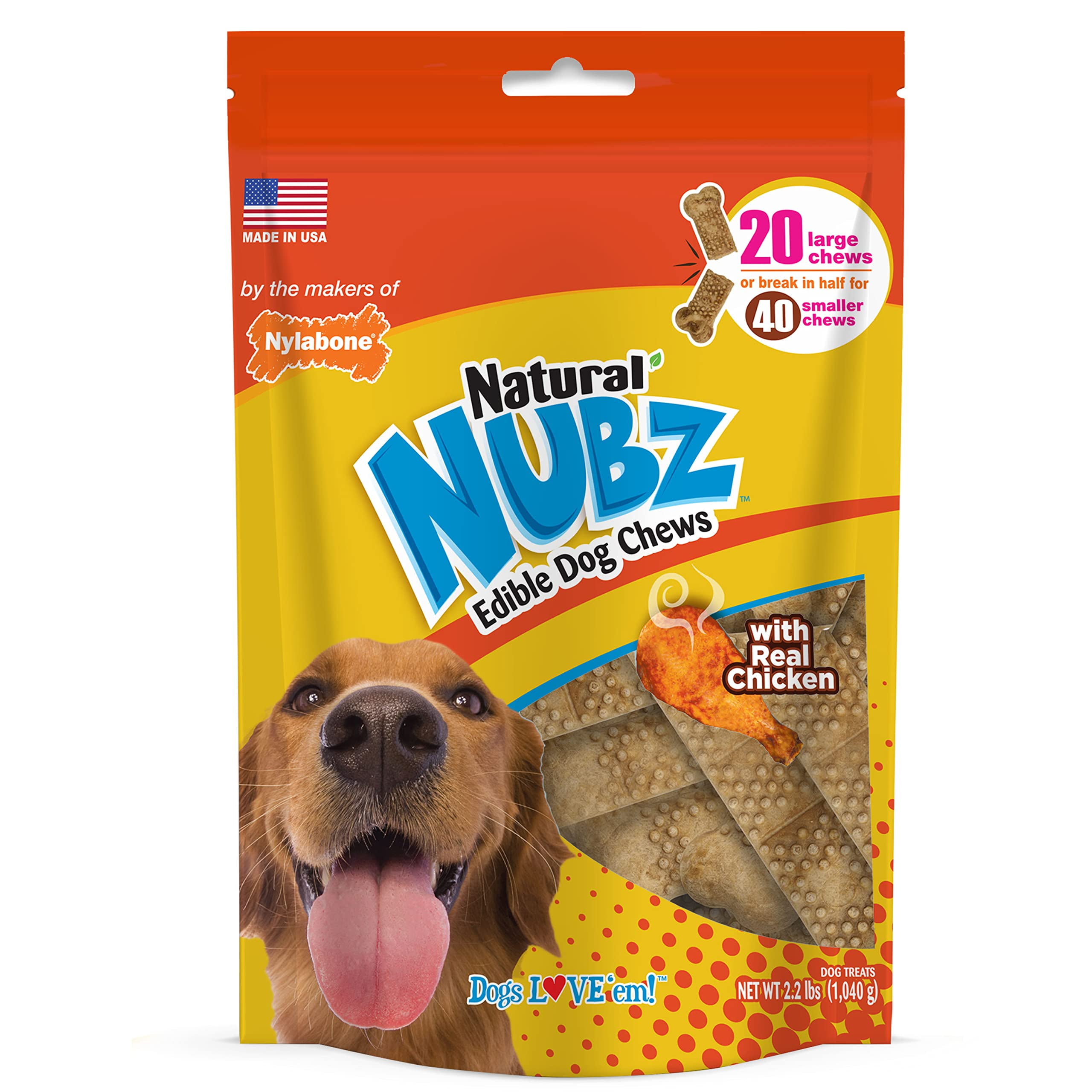 Nylabone Nubz Natural Edible DMF15 Chew Treats for Dogs, Long Lasting ...