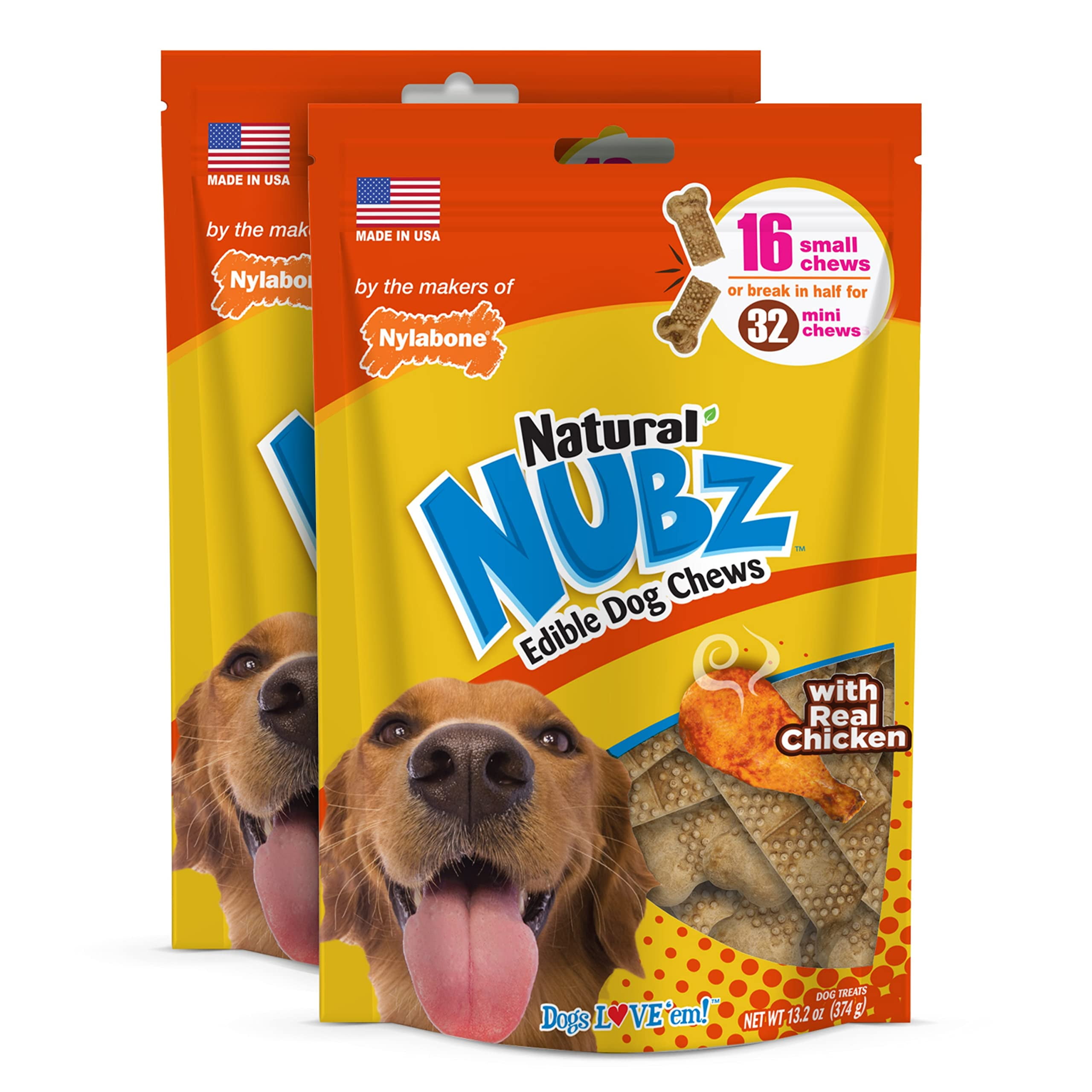 Nylabone Nubz Natural Edible XEF1 Dog Chew Treats for Small Dogs, Long ...