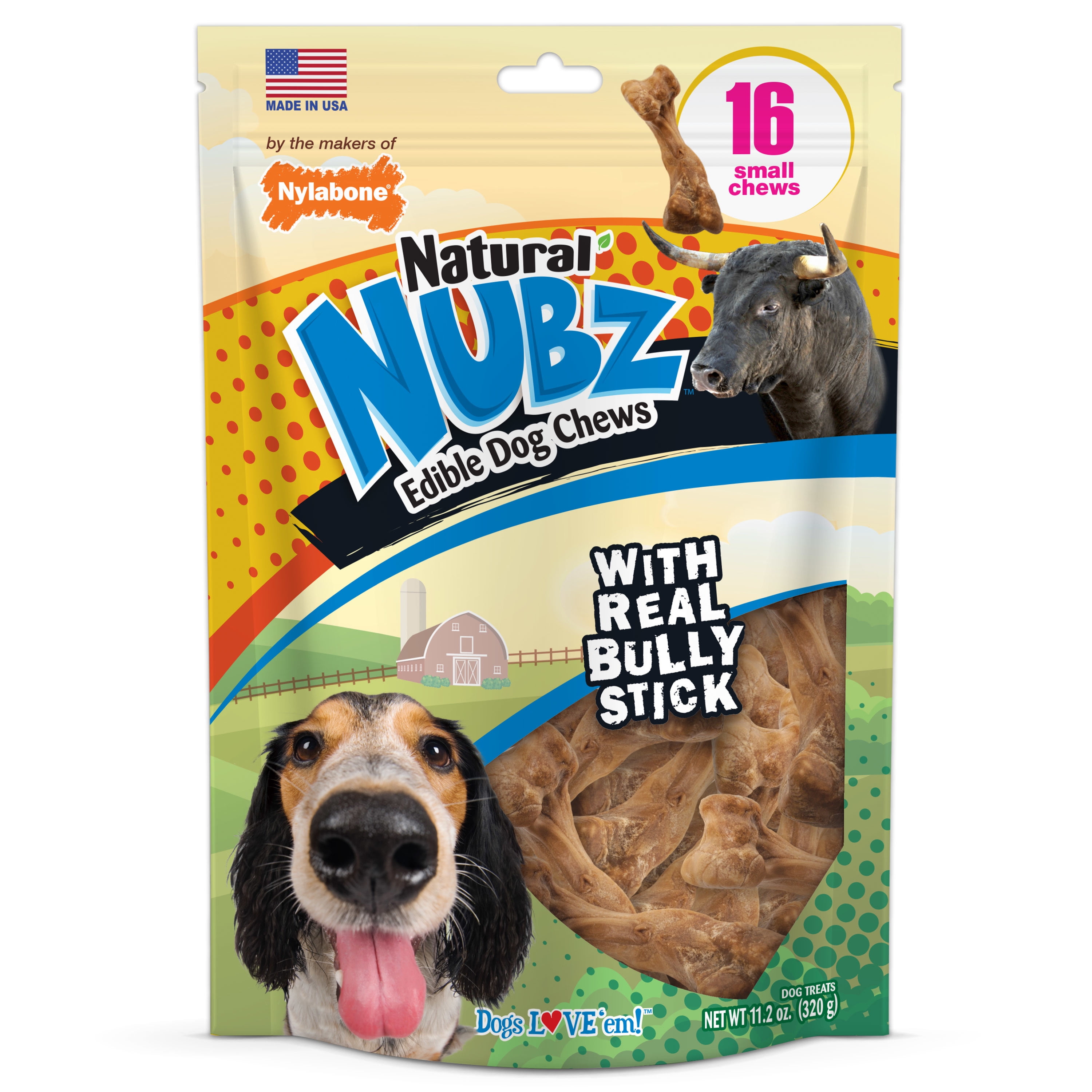Nylabone Nubz Natural Long Lasting Edible Bully Stick Grain Free Dog ...