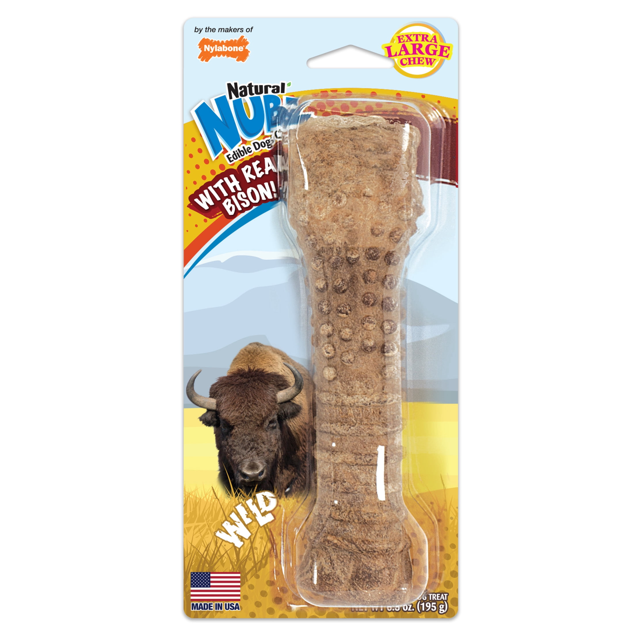 Nylabone Nubz Wild Dog Chew Treats Bison X-Large (1 Count) - Walmart.com