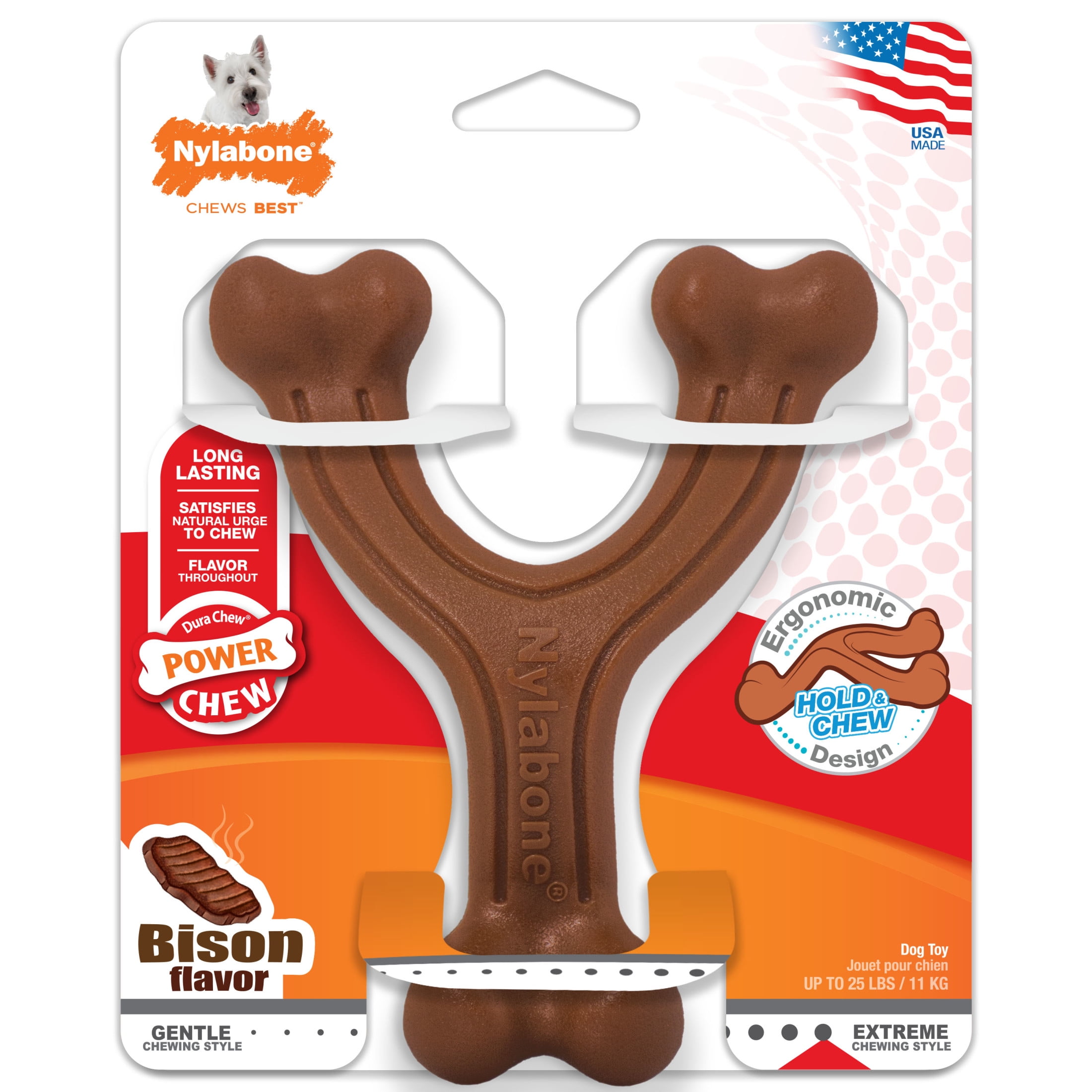 Nylabone, Dog Chew Toy, Small, Wishbone Bison Flavor - Walmart.com