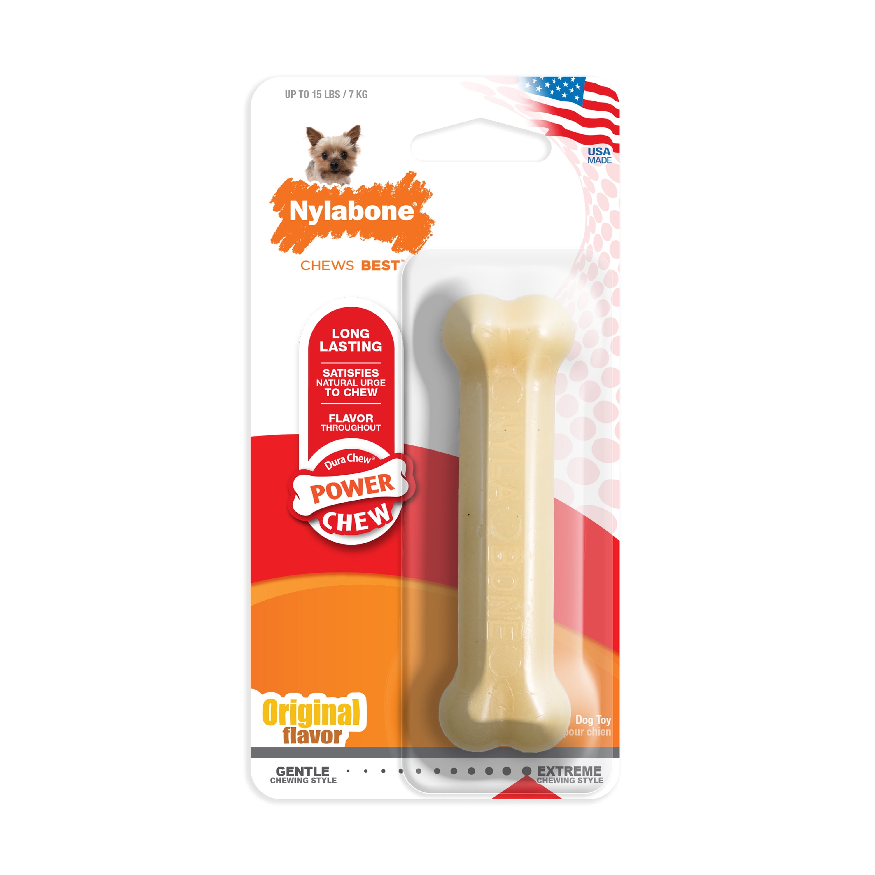 Nylabone Power Chew Dura Chew Original Flavored Bone Chew Toy, Petite ...