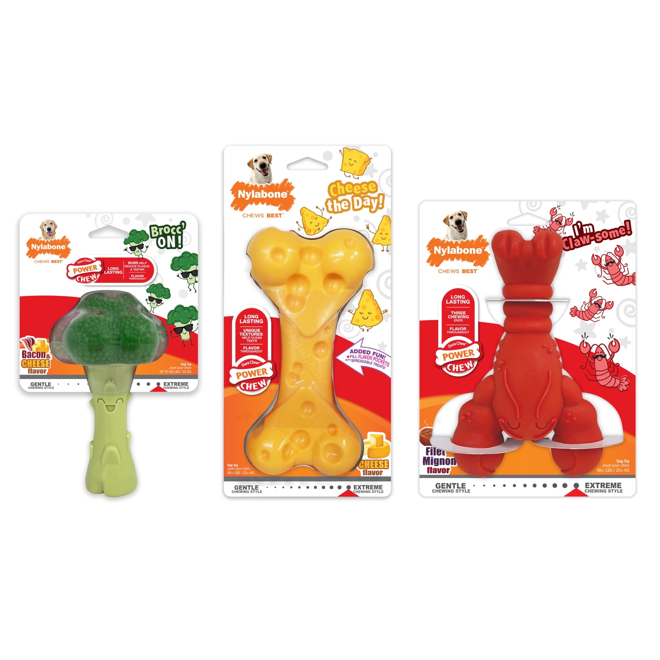 Nylabone Power Chew Toy Bundle, Cute Dog Toys for Aggressive Chewers ...
