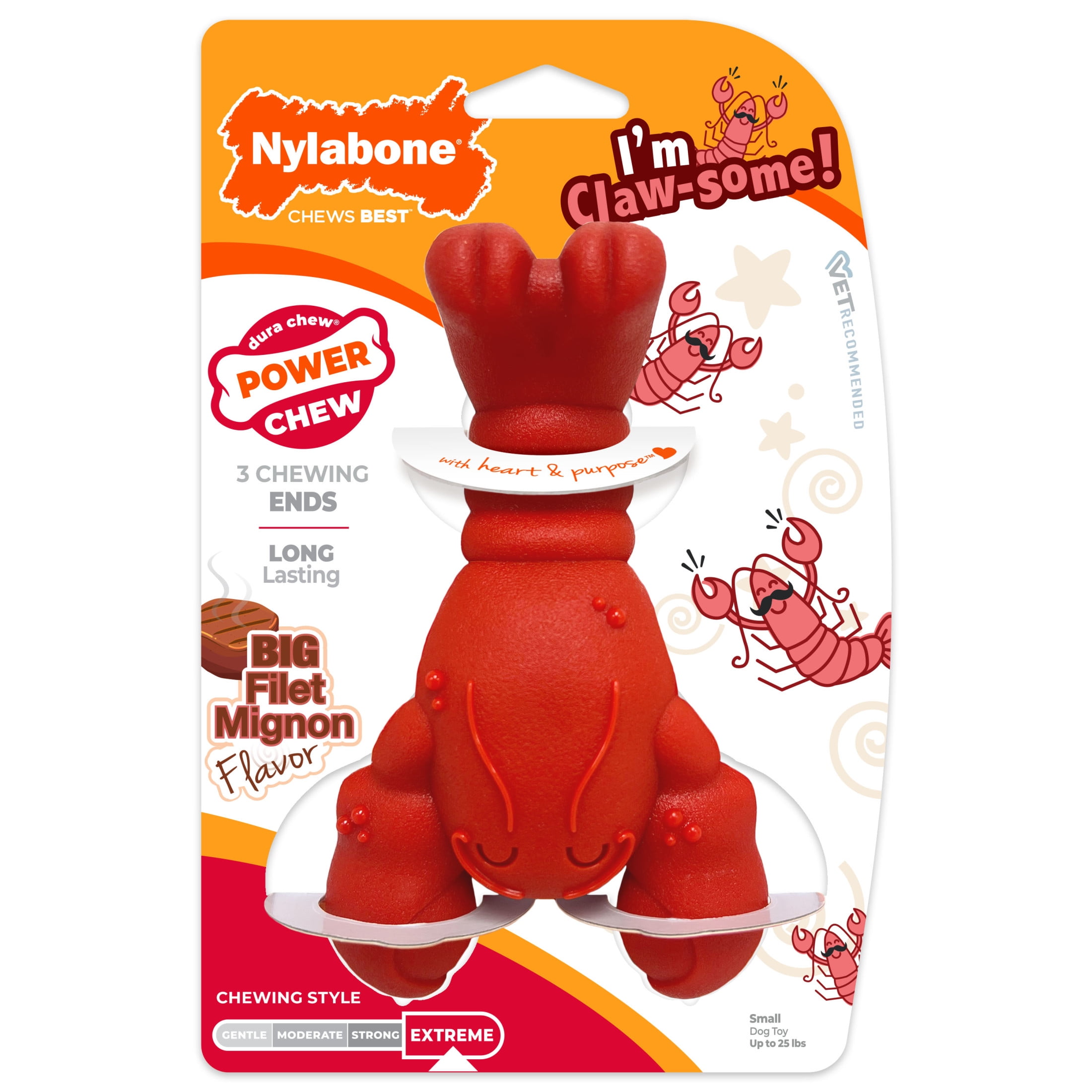 Nylabone Power Chew Lobster Chew Toy Filet Mignon Small for Dogs Up to ...