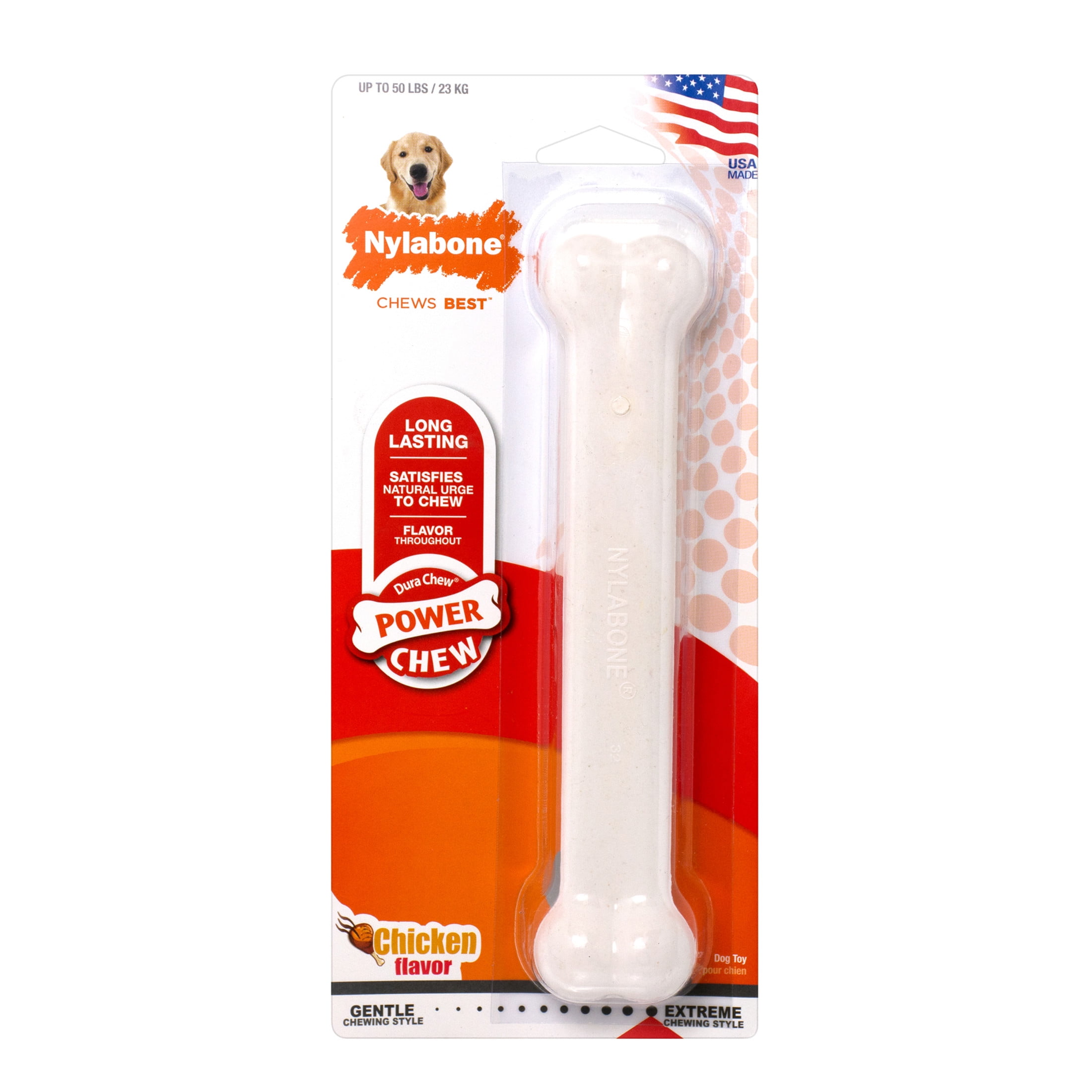 Nylabone Power Chew Original Bone Chicken Chew Toy, Large/Giant, 2 ...