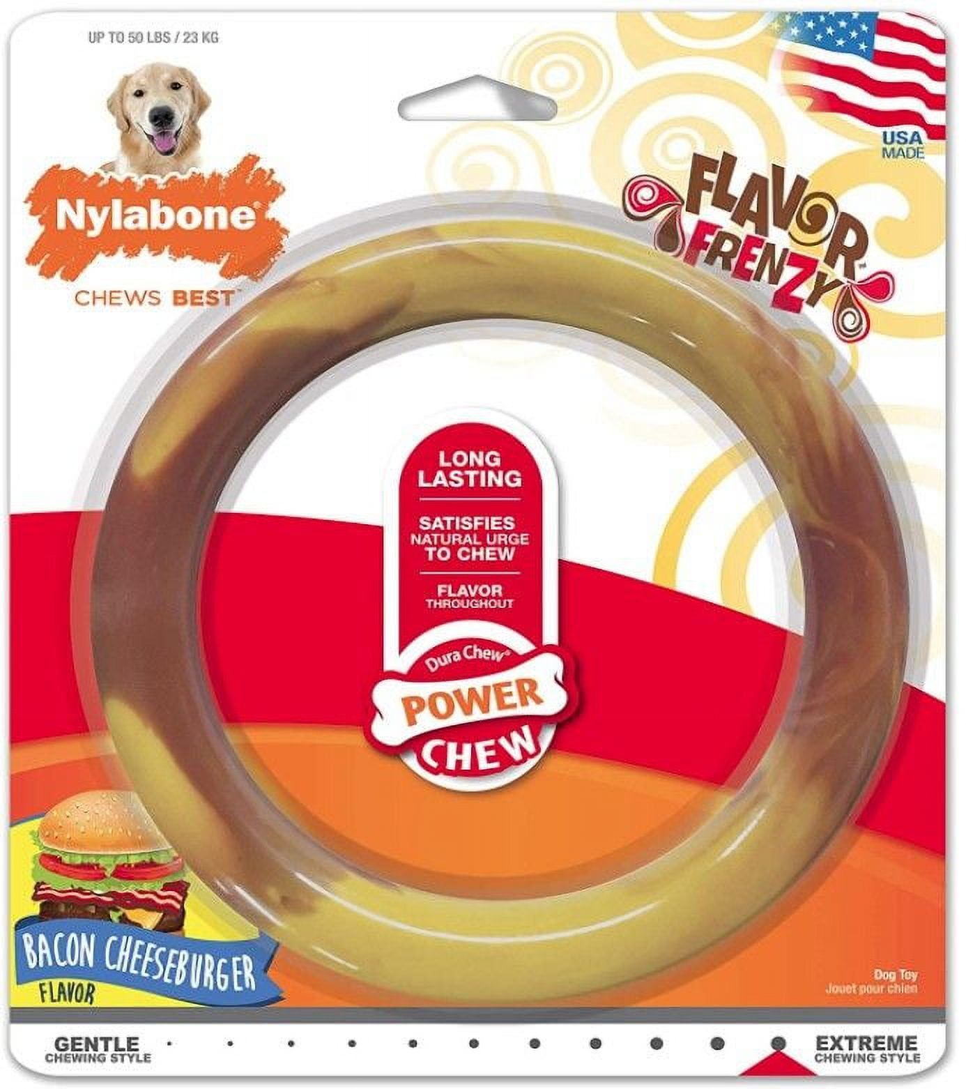 Nylabone Power Chew Ring Dog Toy Bacon Cheeseburger Flavor Large [Dog ...