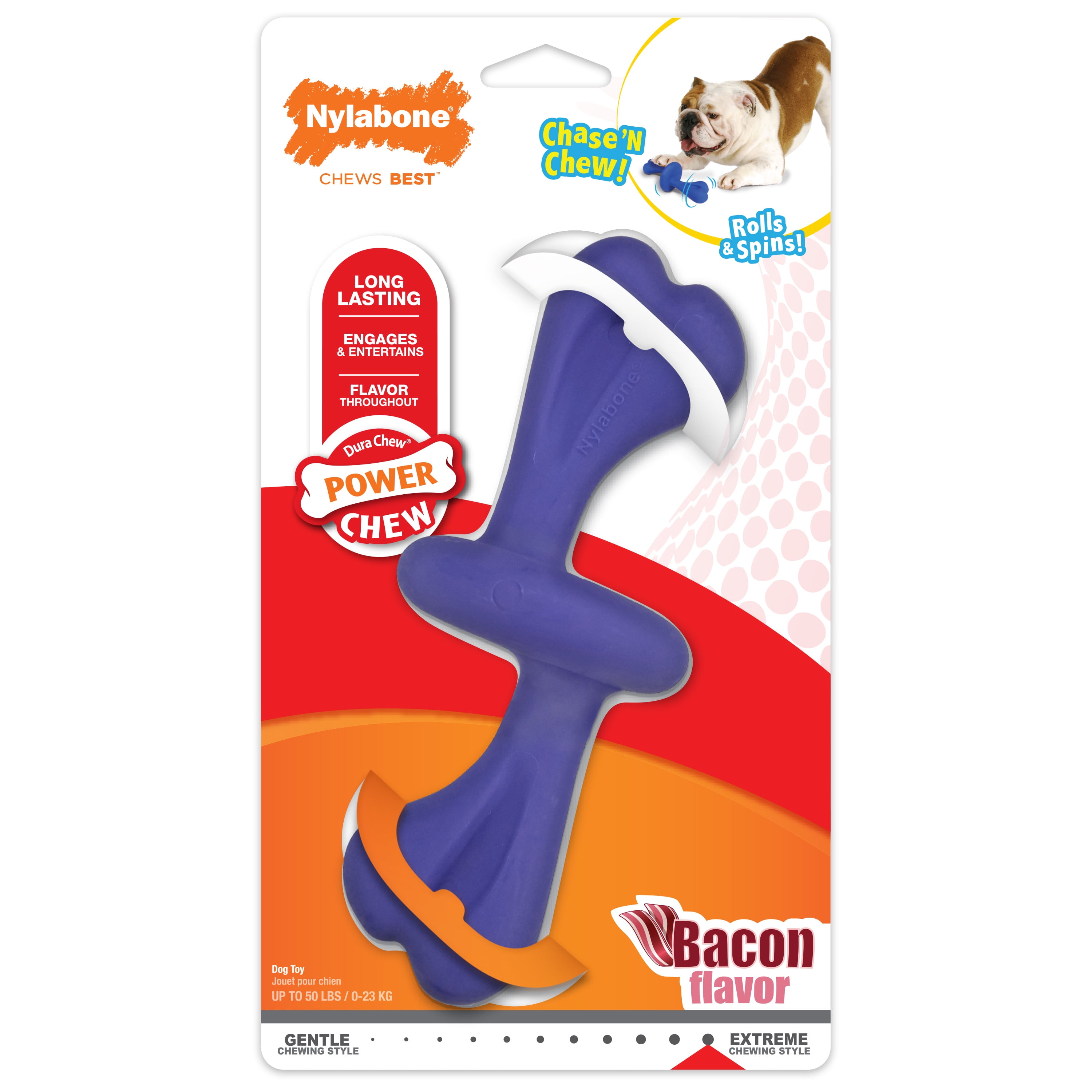 Nylabone Power Chew Rolling Dog Toy Bacon Large/Giant - Up to 50 lbs.(1 ...