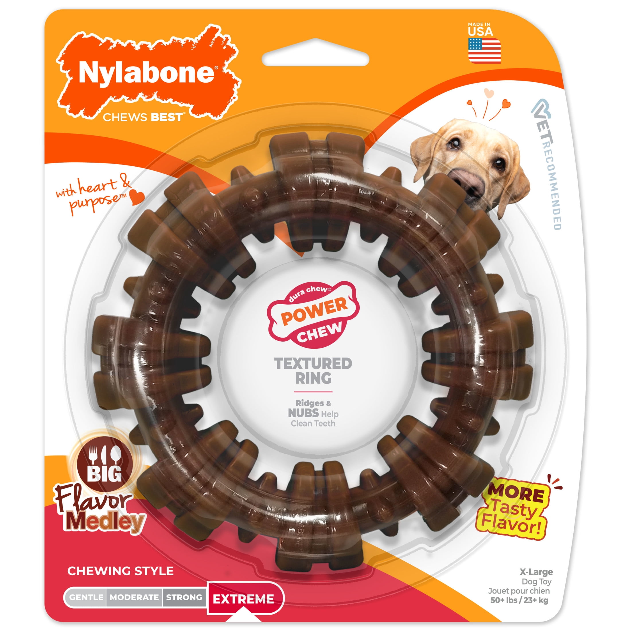 Nylabone DuraChew Textured Ring, Flavor Medley, Dental Value, Durable ...