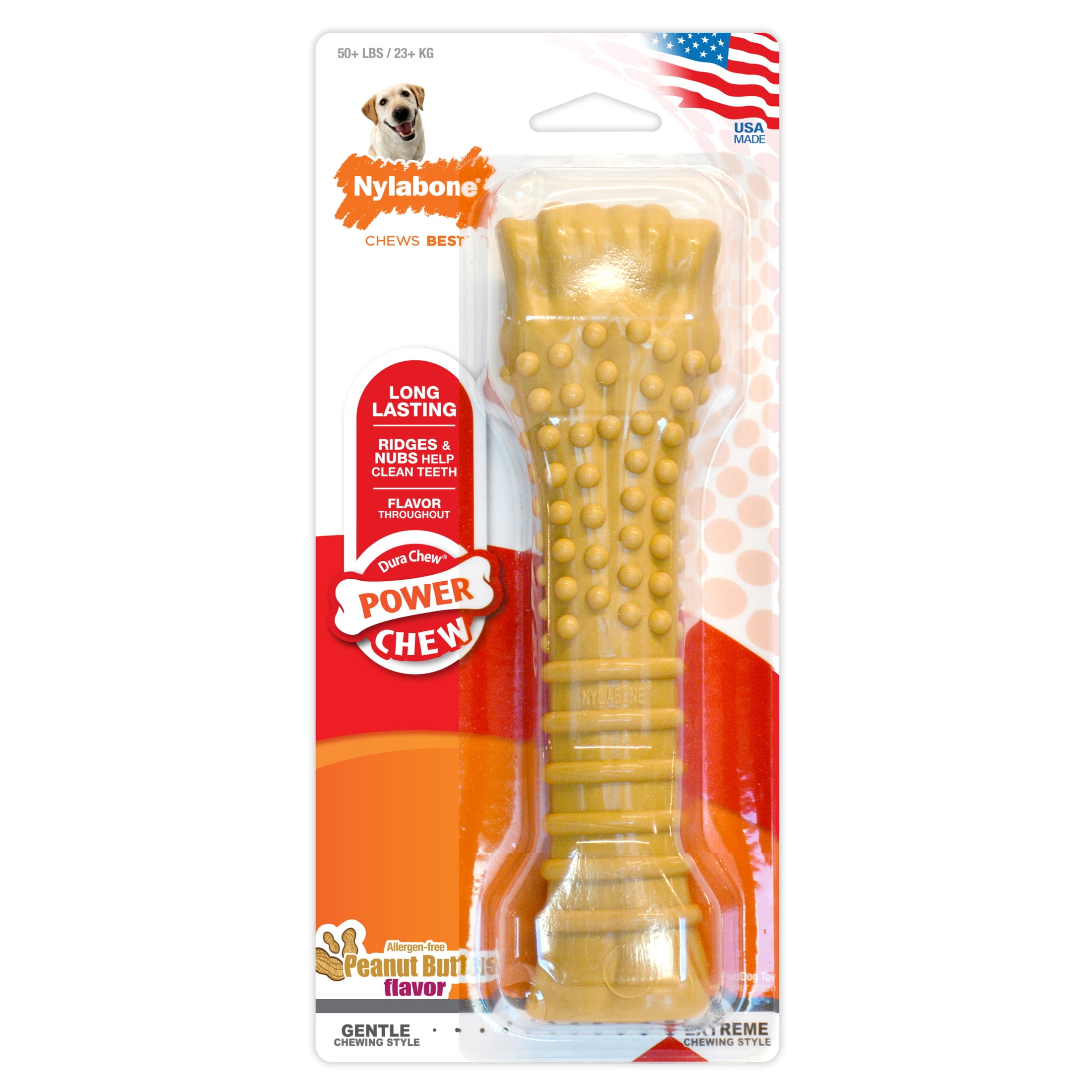 Nylabone Dura Chew Dental Bone for Healthy Teeth, Tough Chewers, Peanut ...