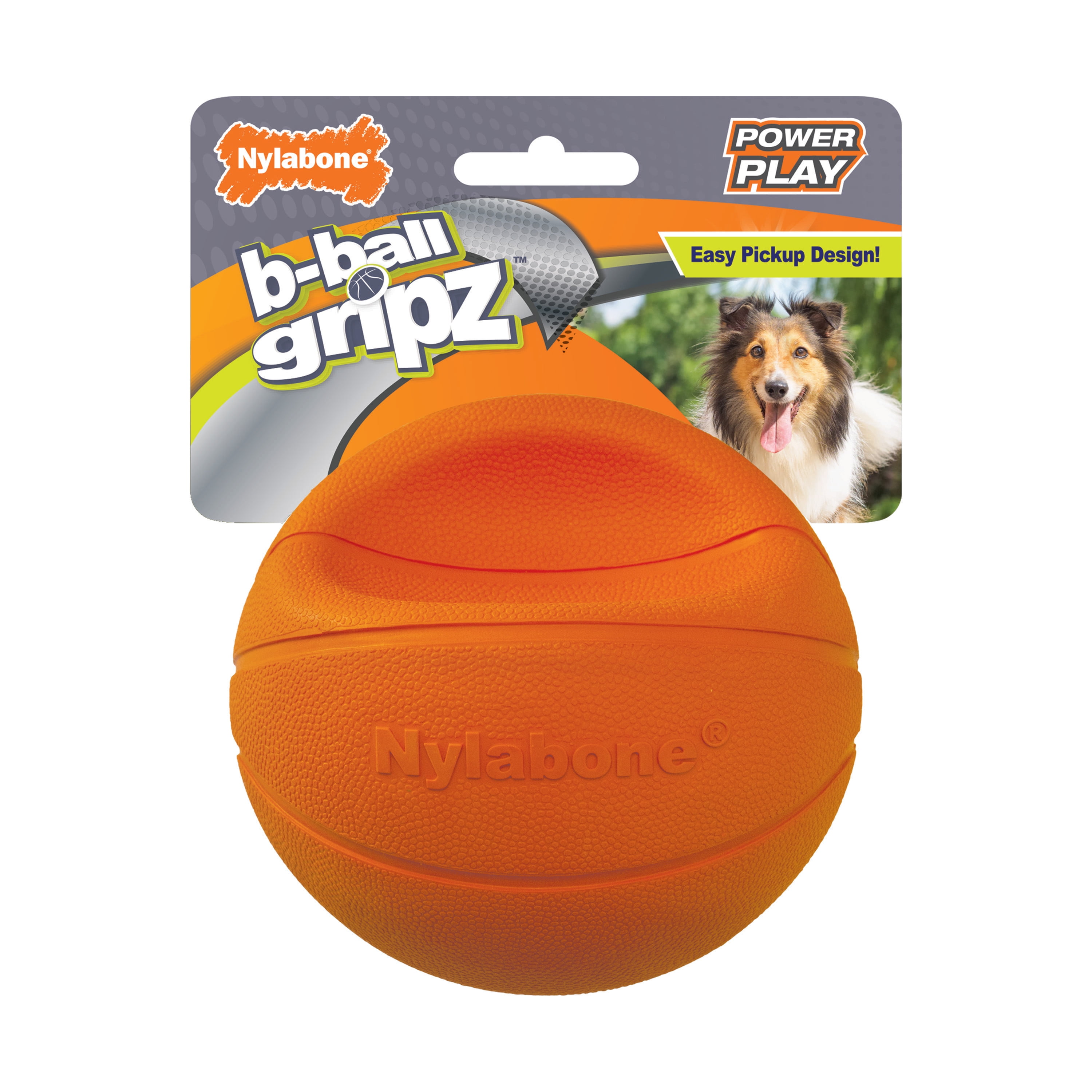Nylabone Power Play Dog Basketball B-Ball Gripz Medium/Wolf - Up to 35 ...