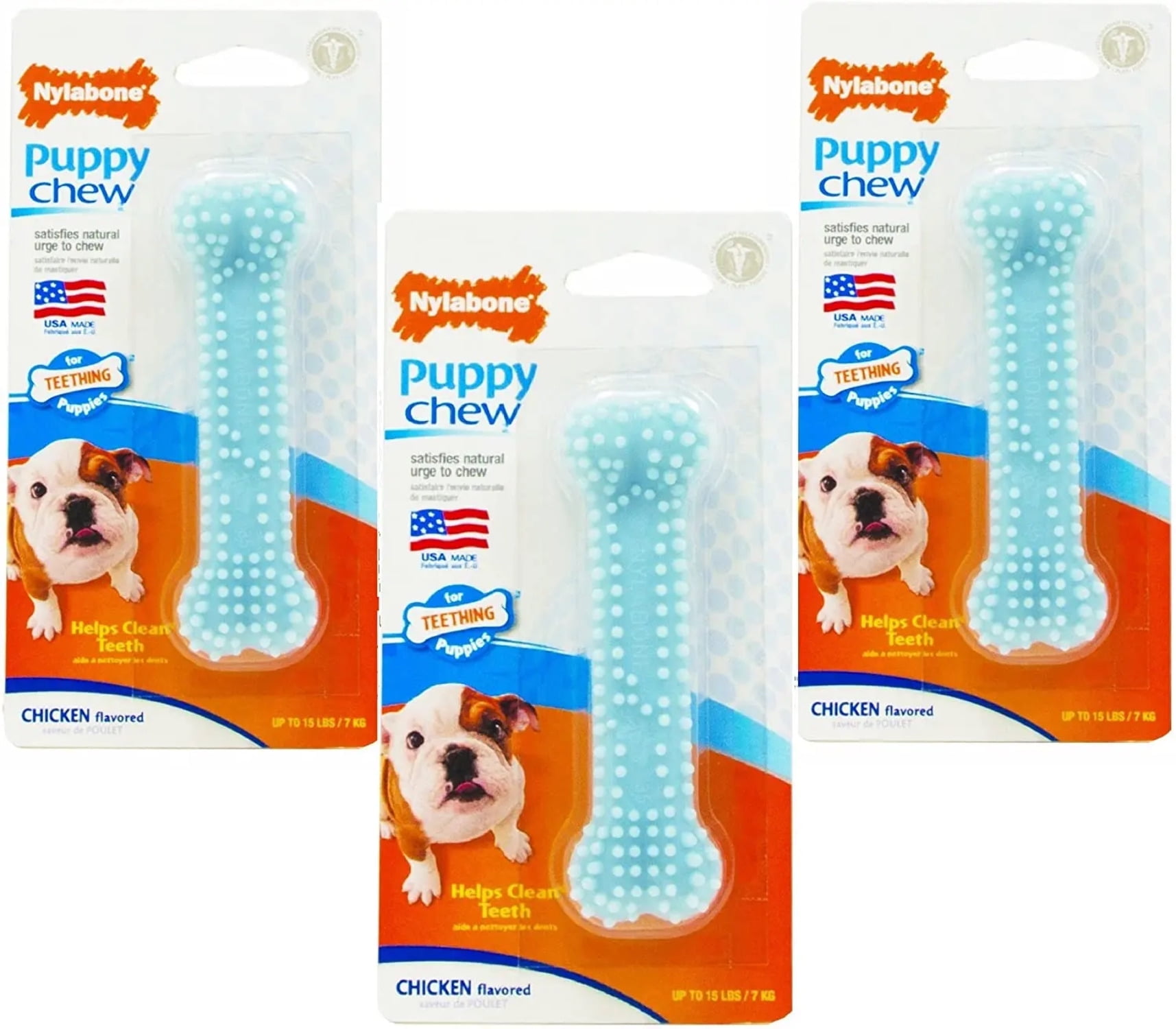 Nylabone Puppy Chew Teething Bone Dental Toys Blue, Petite - Walmart.com