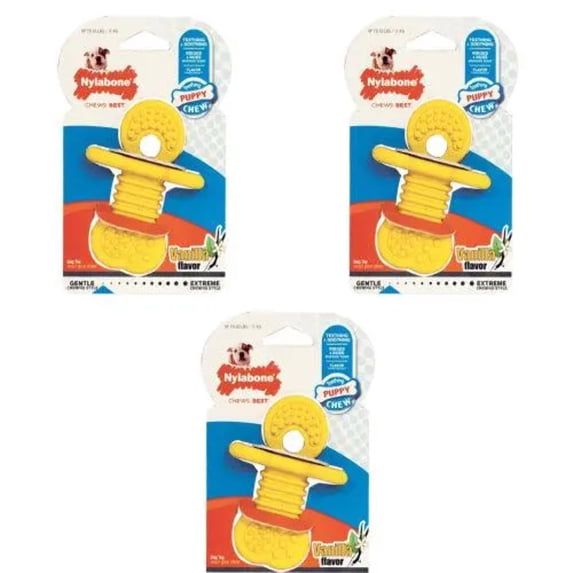 Nylabone Puppy Chew Teething Rhino Dog Toys Vanilla, Up to 25lbs ...