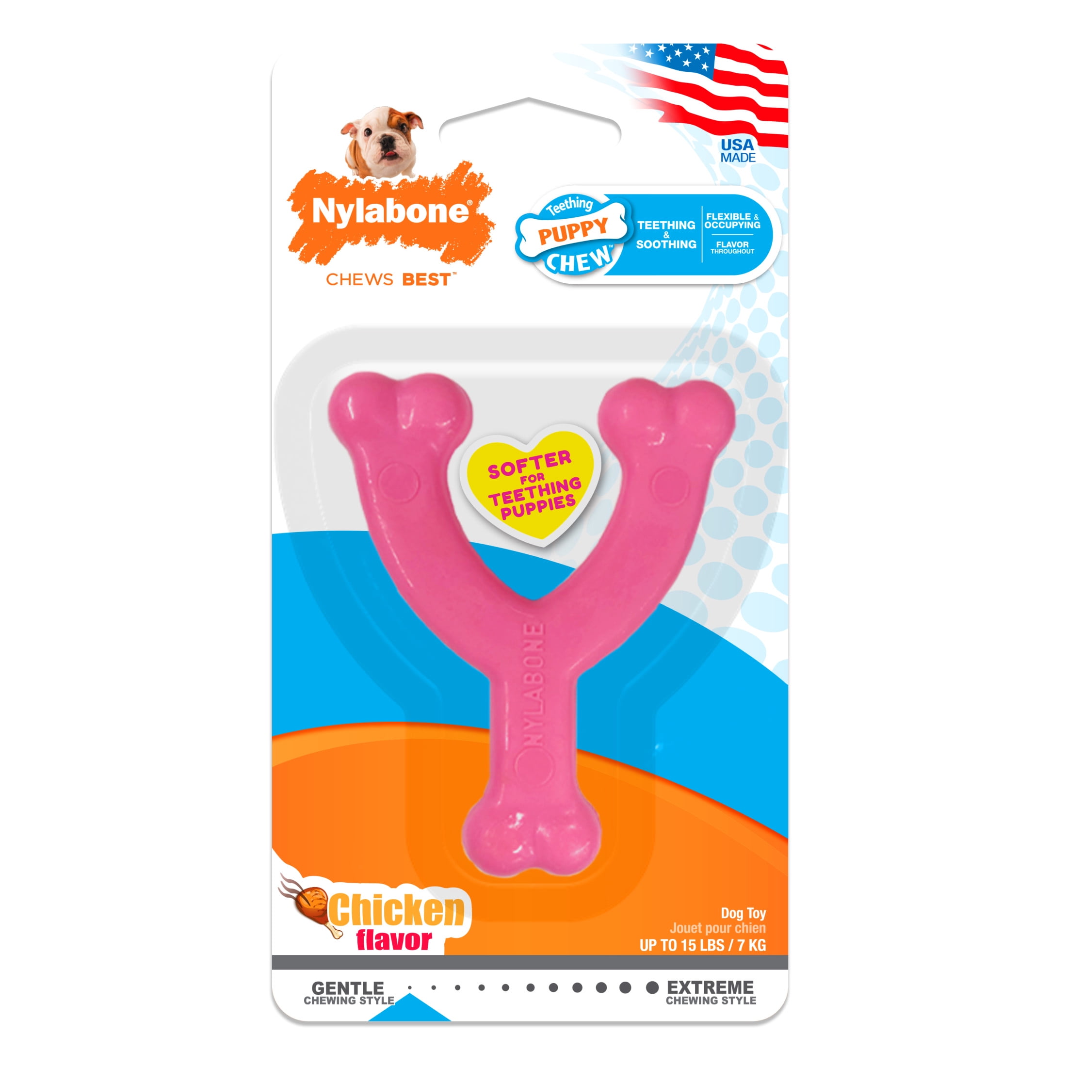 Nylabone Puppy Chew Toy Wishbone Chicken Pink X-Small (1 Count ...