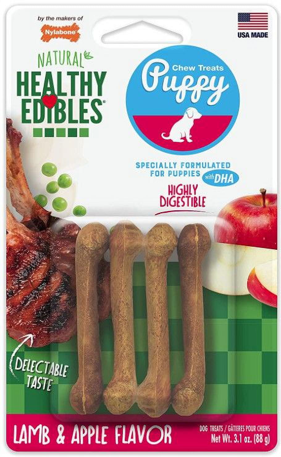 Nylabone Puppy Healthy Edibles Natural Long Lasting Lamb and Apple Dog ...