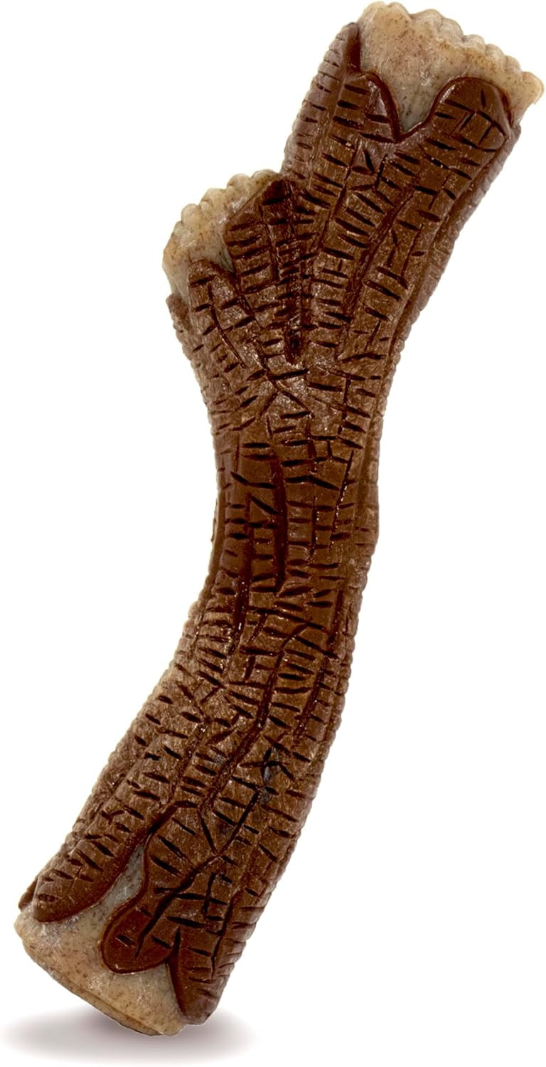 Nylabone Real Wood Stick Toy Strong Chew Toy for Dogs, Rubber Dog Toys ...