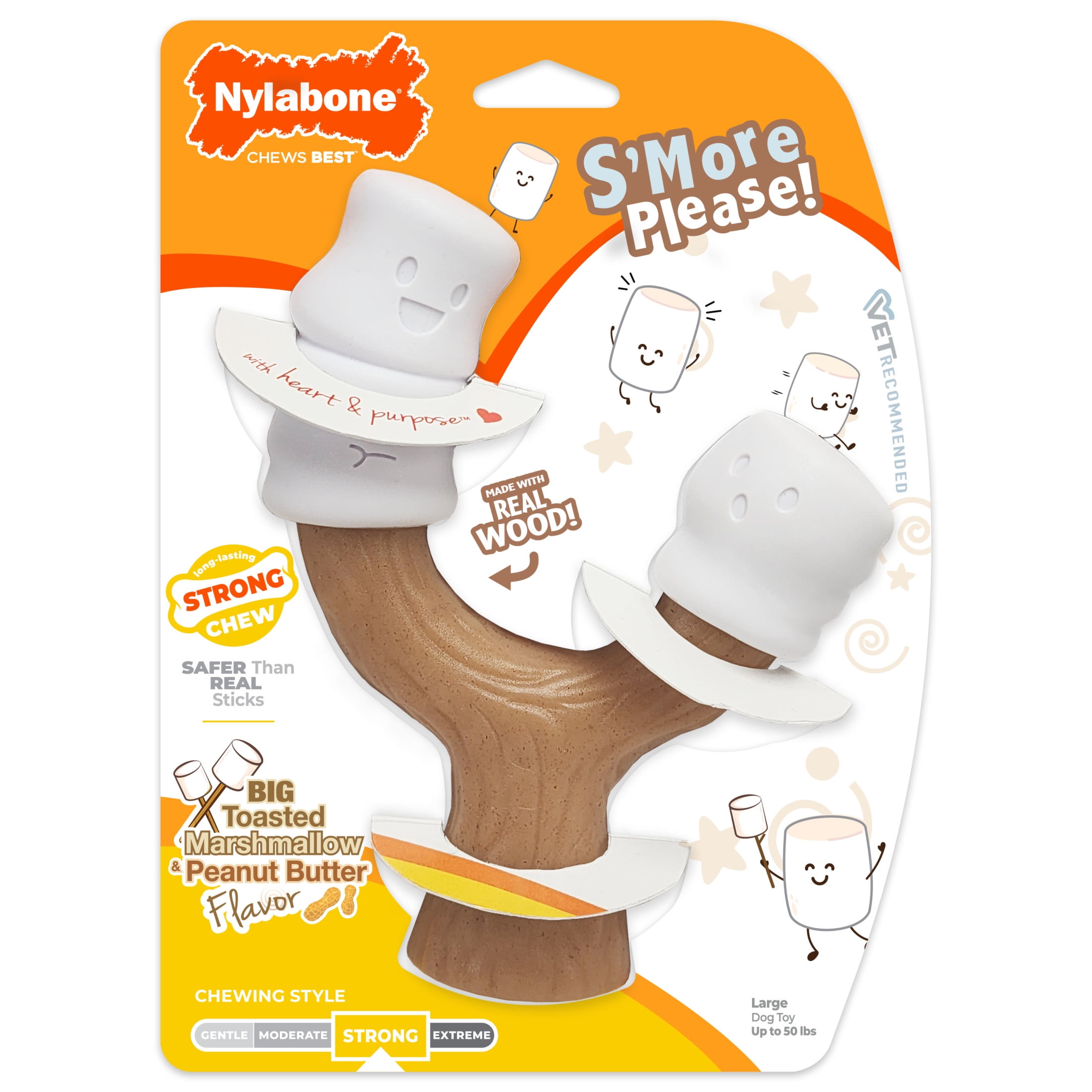 Nylabone Strong Chew Marshmallow Stick Dog Toy for Large Dogs Up to 50 ...