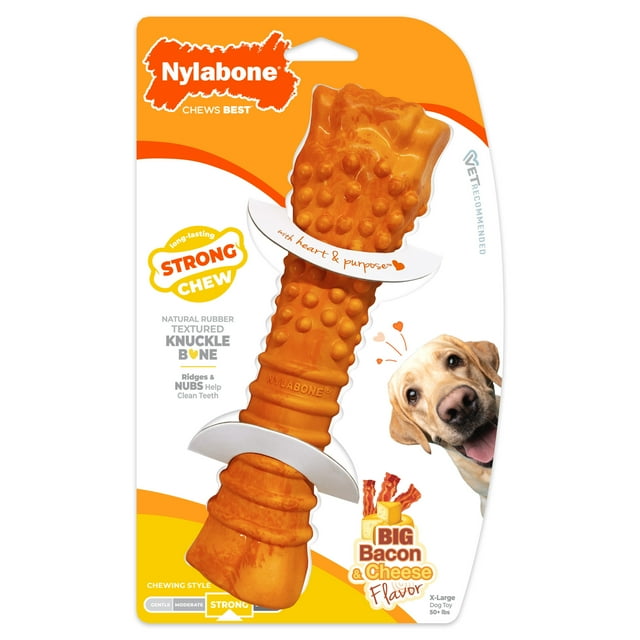 Nylabone Strong Chew Textured Knuckle Bone 70th Birthday Orange Swirl ...