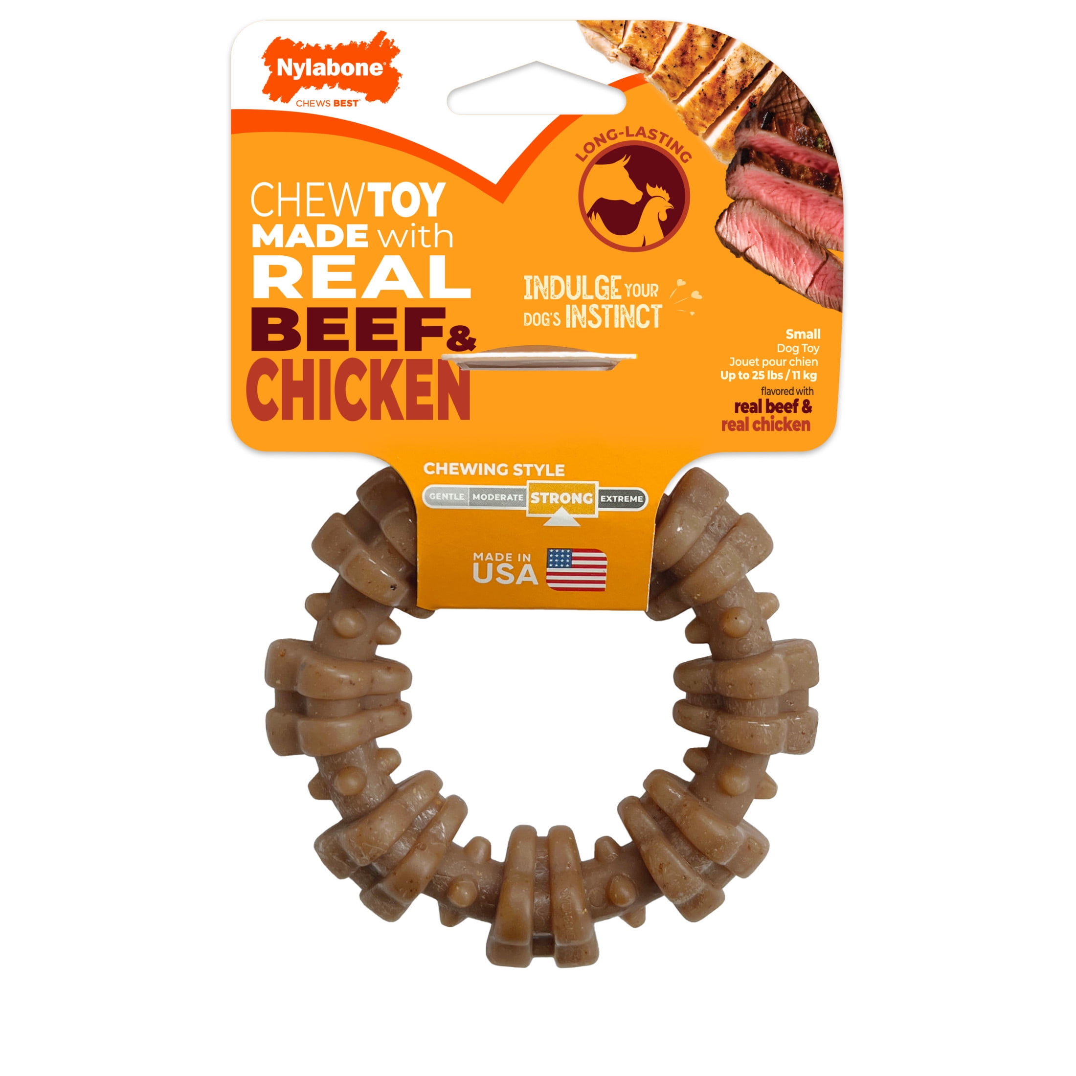 Nylabone Strong Chew Textured Ring Dog Toy, Dog Chew Toy, Made with ...