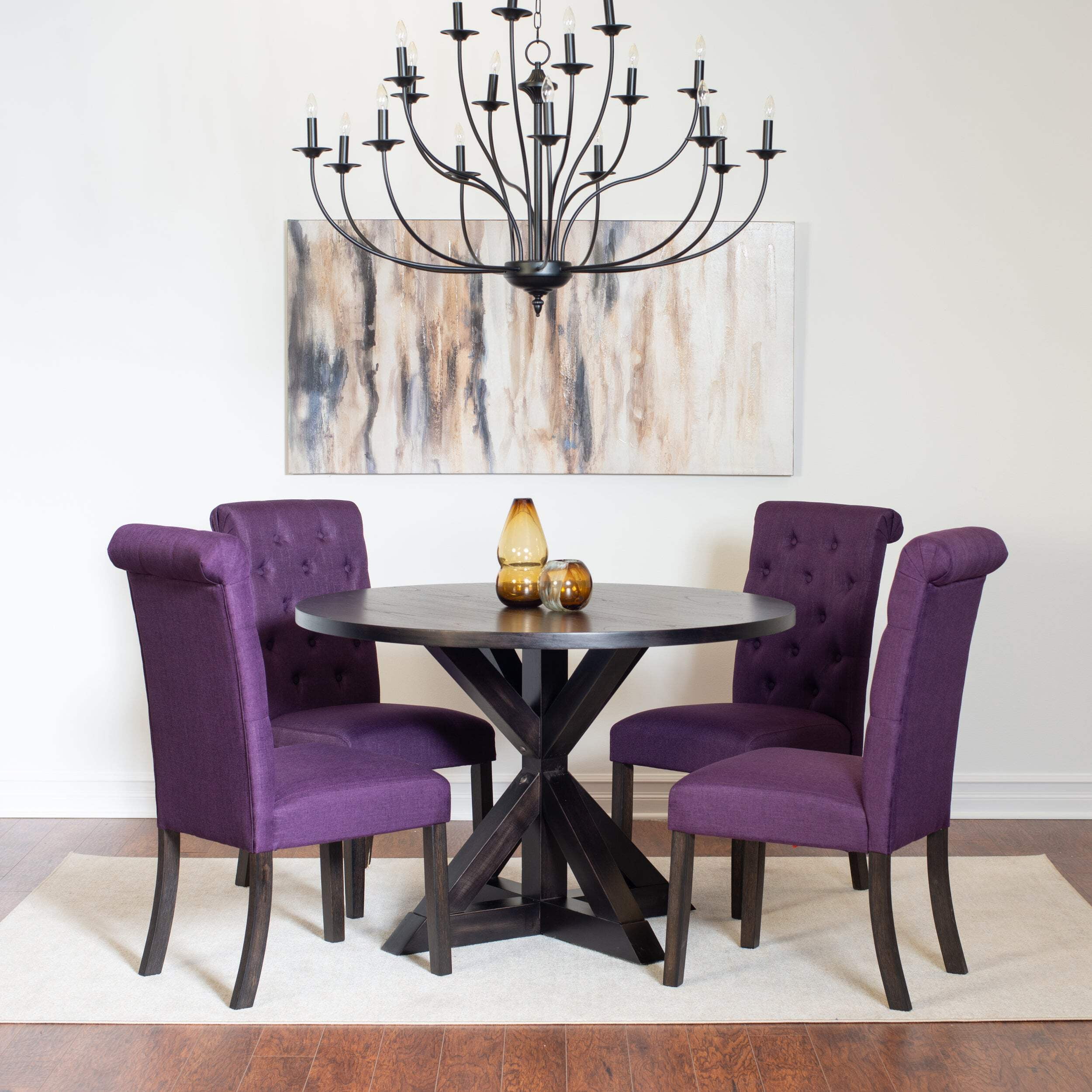 Nylander 5 Piece Dining Set, Cross Buck Dining Table With 4 Stylish ...