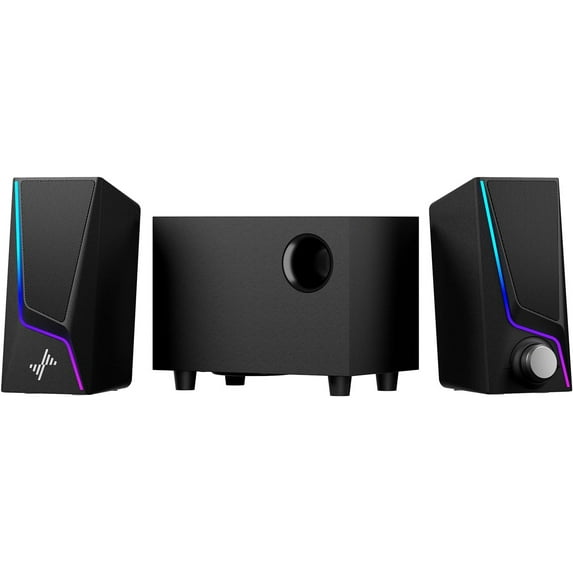 Nylavee 2.1 Hi-Fi Computer Speakers with Subwoofer, 6 RGB Lighting Modes, Enhanced Bass, USB/USB ...