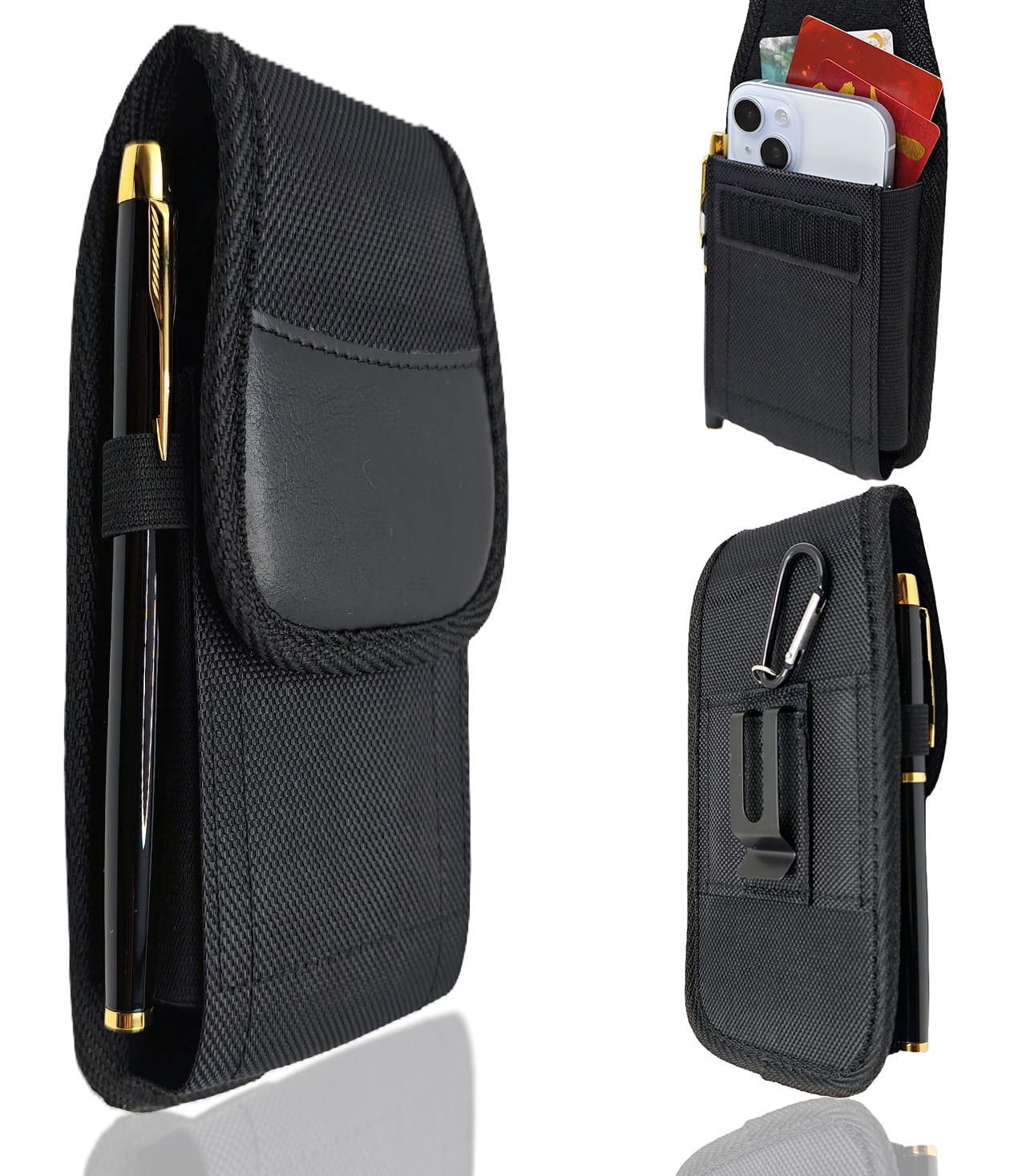 Nylon Belt Holster Pouch Cell Phone Case with Pen Holder for iPhone ...