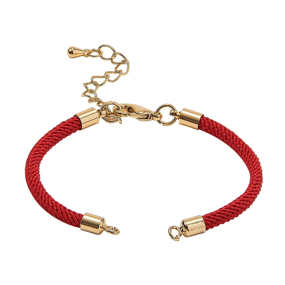 Nylon Bracelet Making with Brass Findings Red 6 inch~6-1/4 inch(15~16cm ...