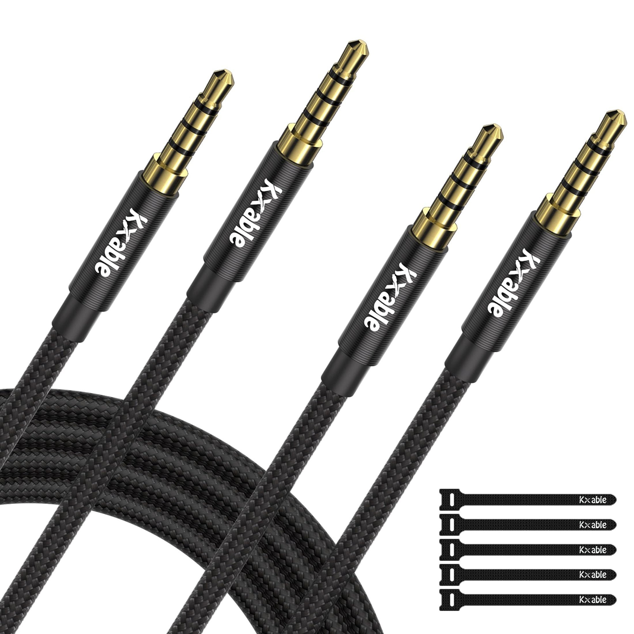 Nylon Braided 3.5mm Hi-Fi Stereo Aux Cable 12FT Male to Male Extension ...