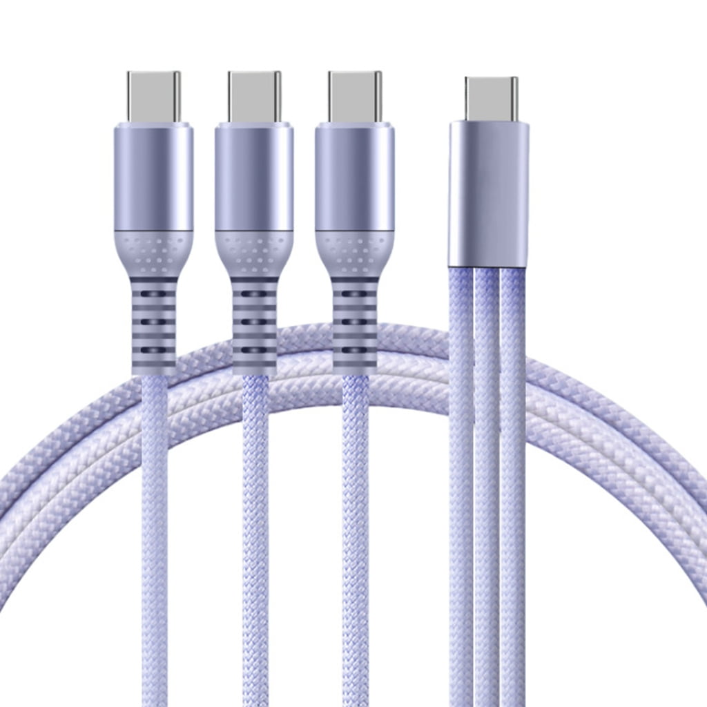 Nylon Braided 3 Port Type C Cable 120cm Length Multiple Device Charging ...