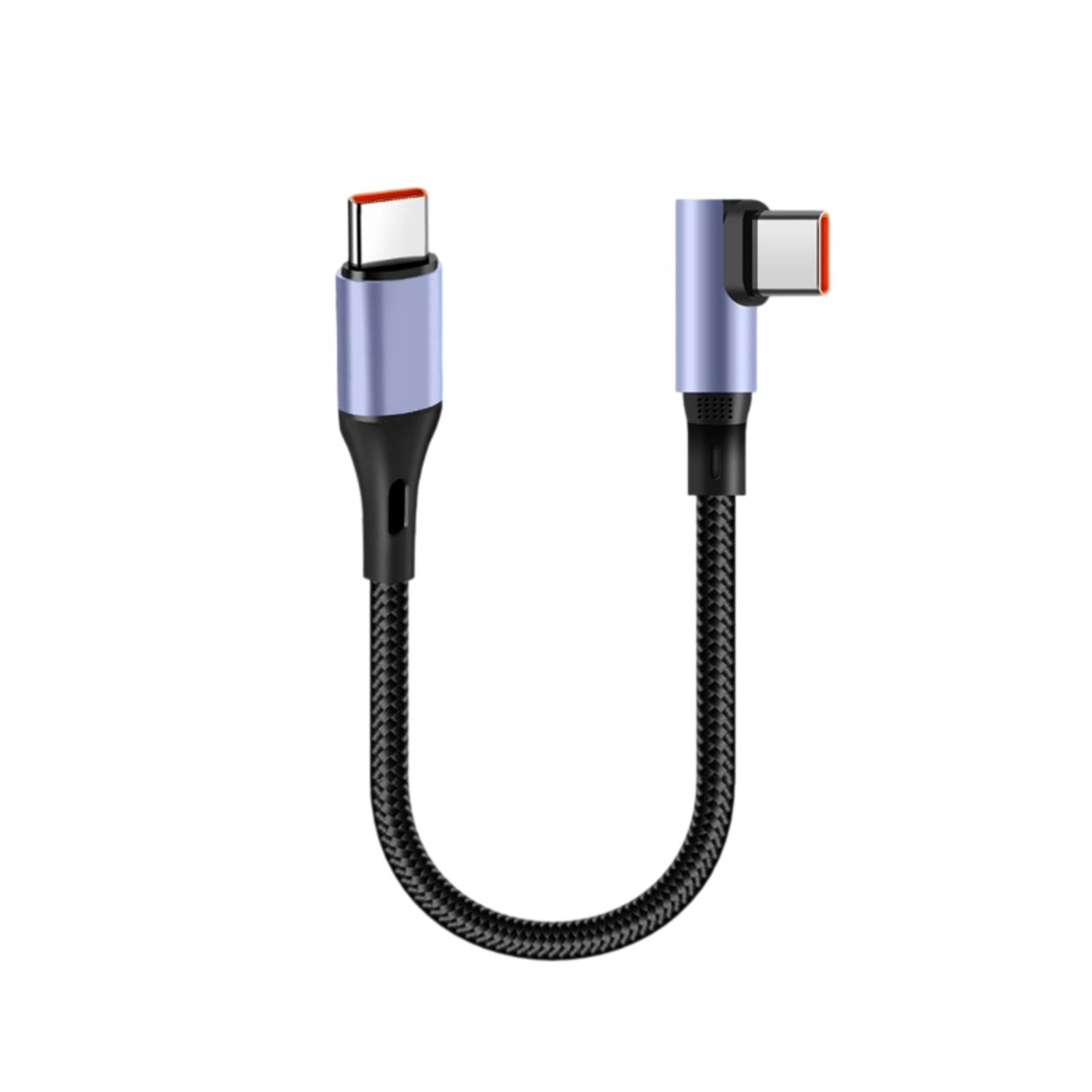 Nylon Braided Short USB C Charging Cable 90 Degree Angled Design ...
