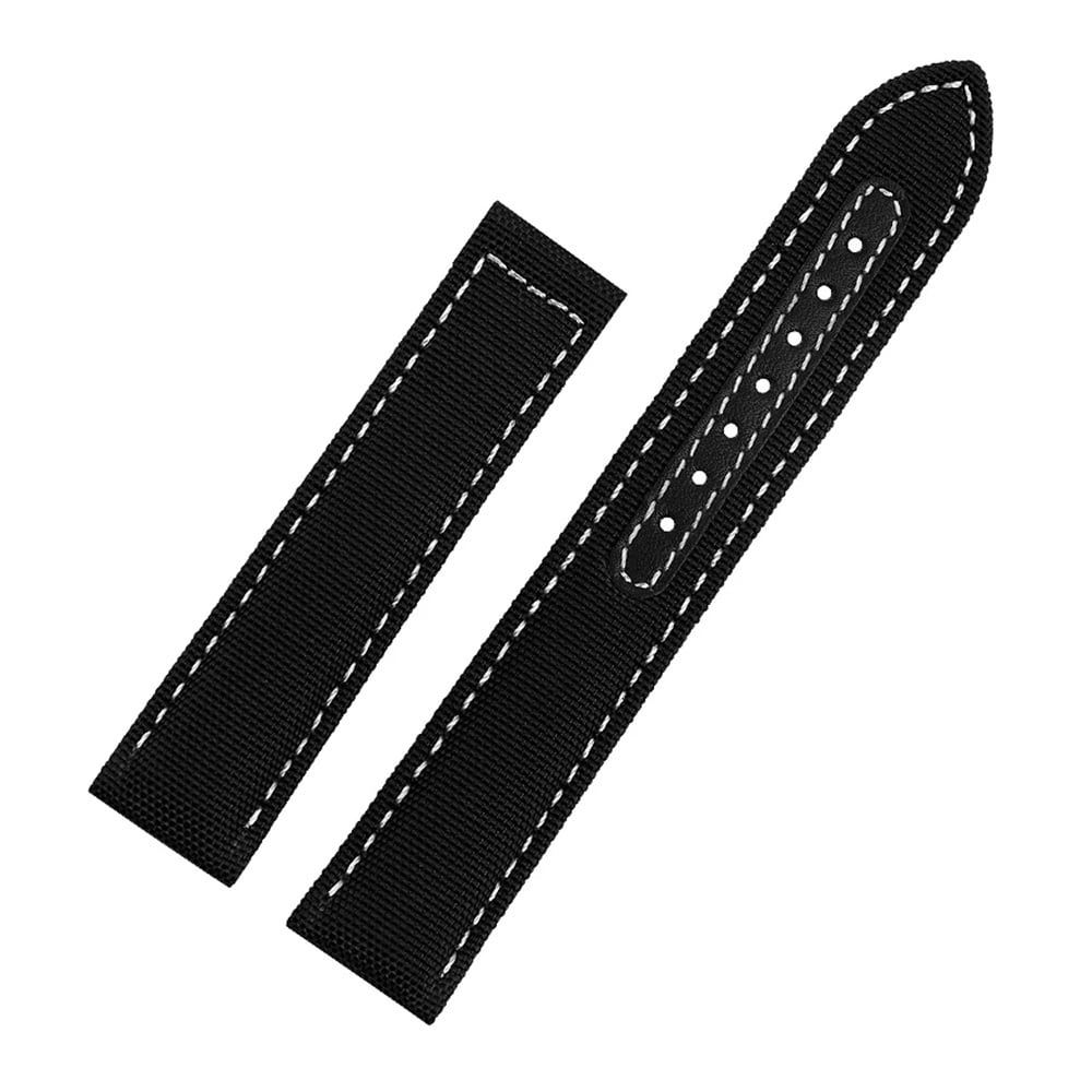 Nylon Canvas Lea/ther Bottom Watch Strap 19 20mm Blue Black White ...