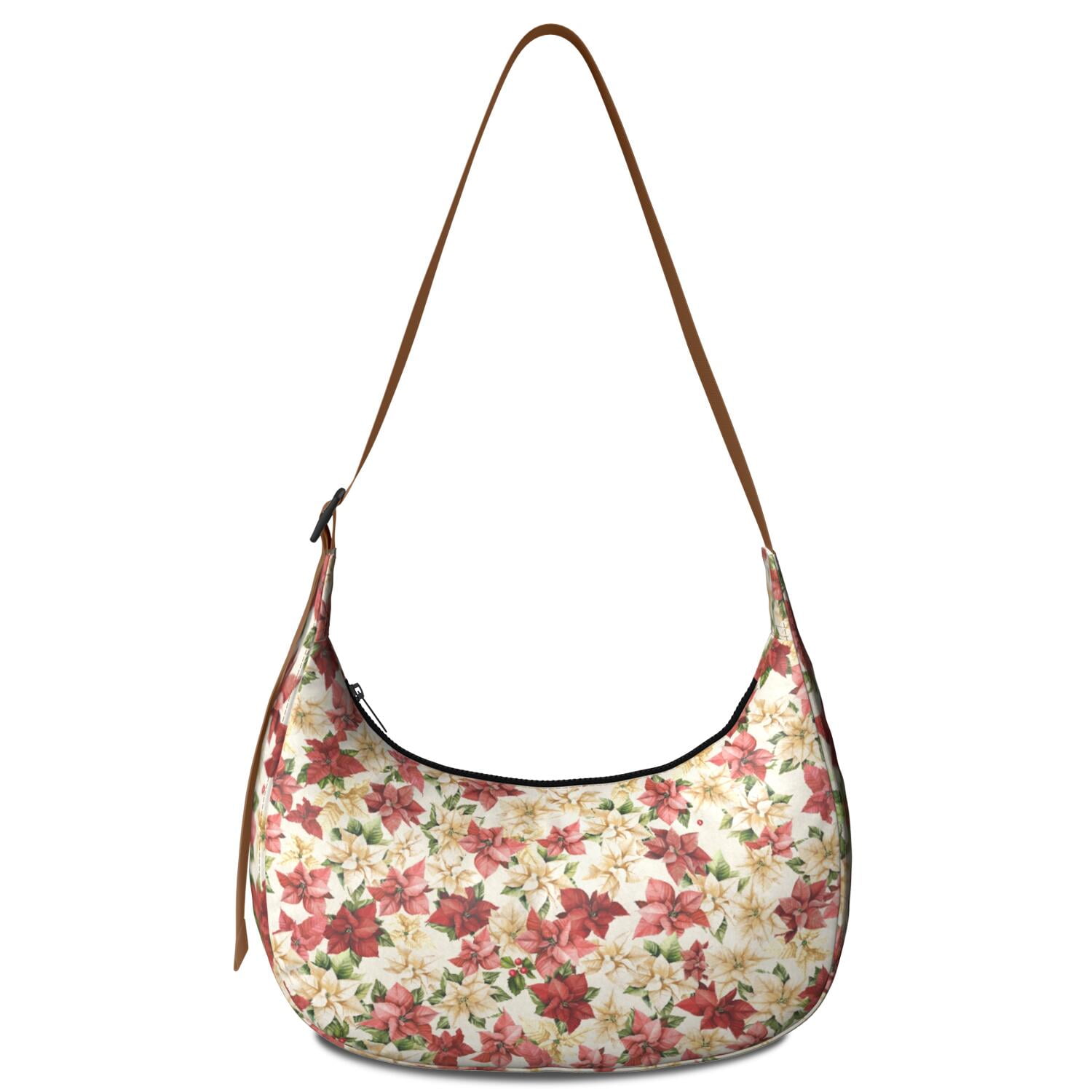 Nylon Crescent Bag for Women Men Trendy, Floral Medium Crossbody ...