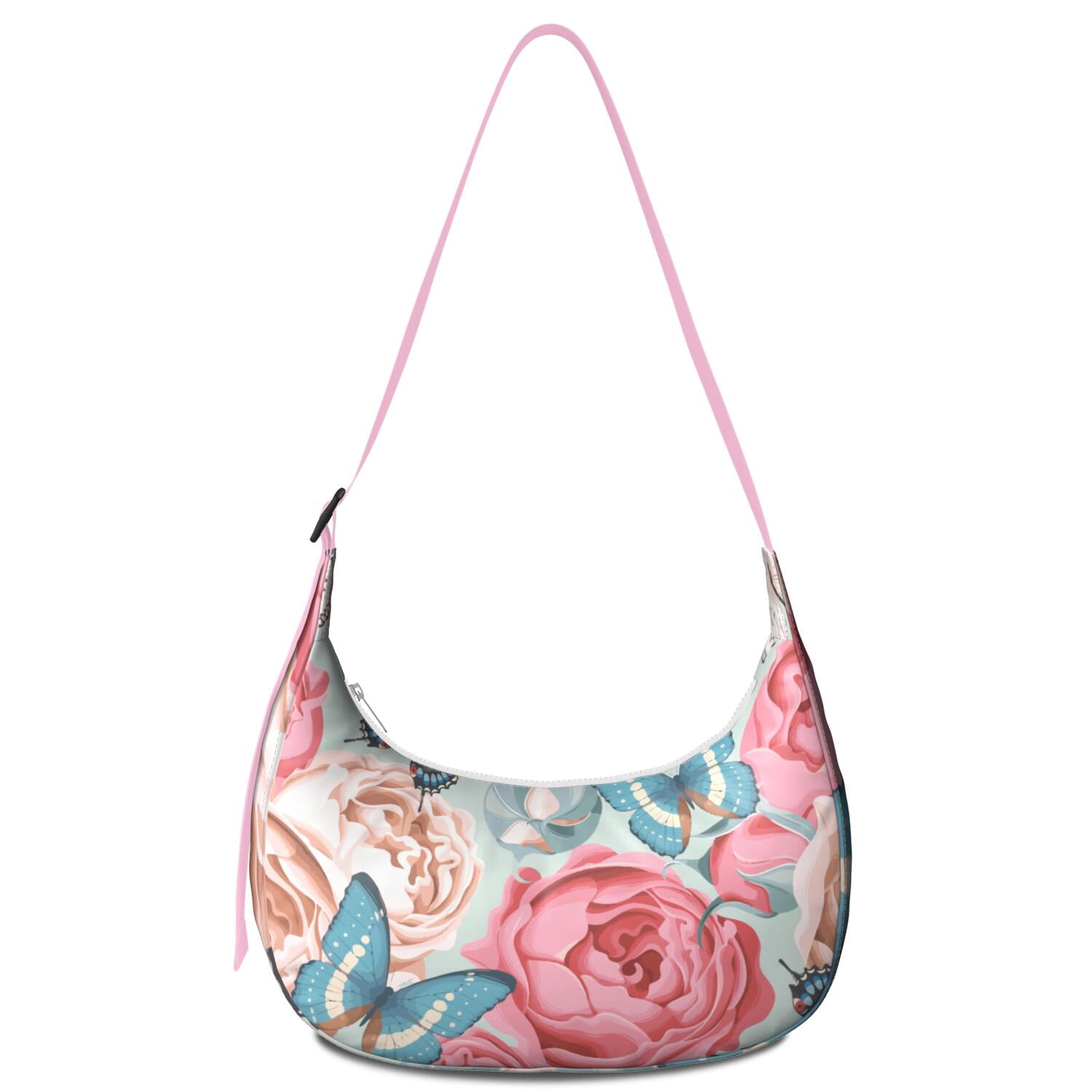 Nylon Crossbody Bag for Women – Water-Resistant, Romantic Rose and ...
