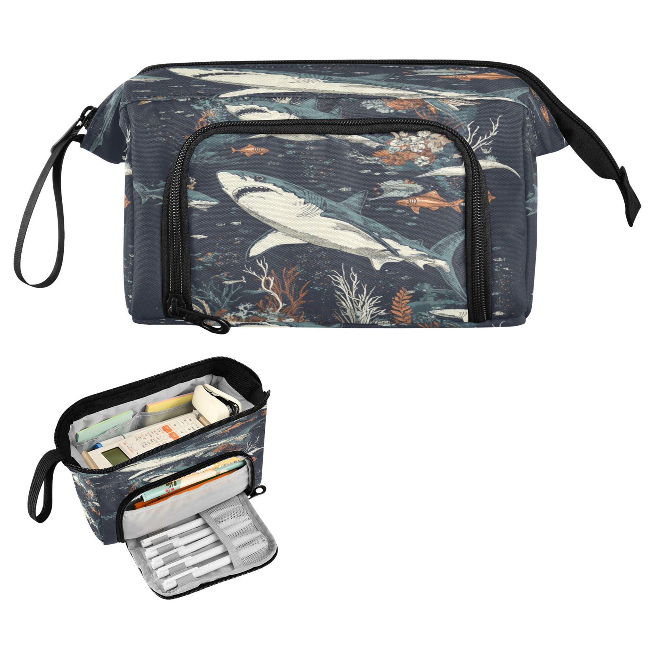 Nylon Fish Mouth Pencil Case with Large Capacity Zipper Pencil Pouch ...