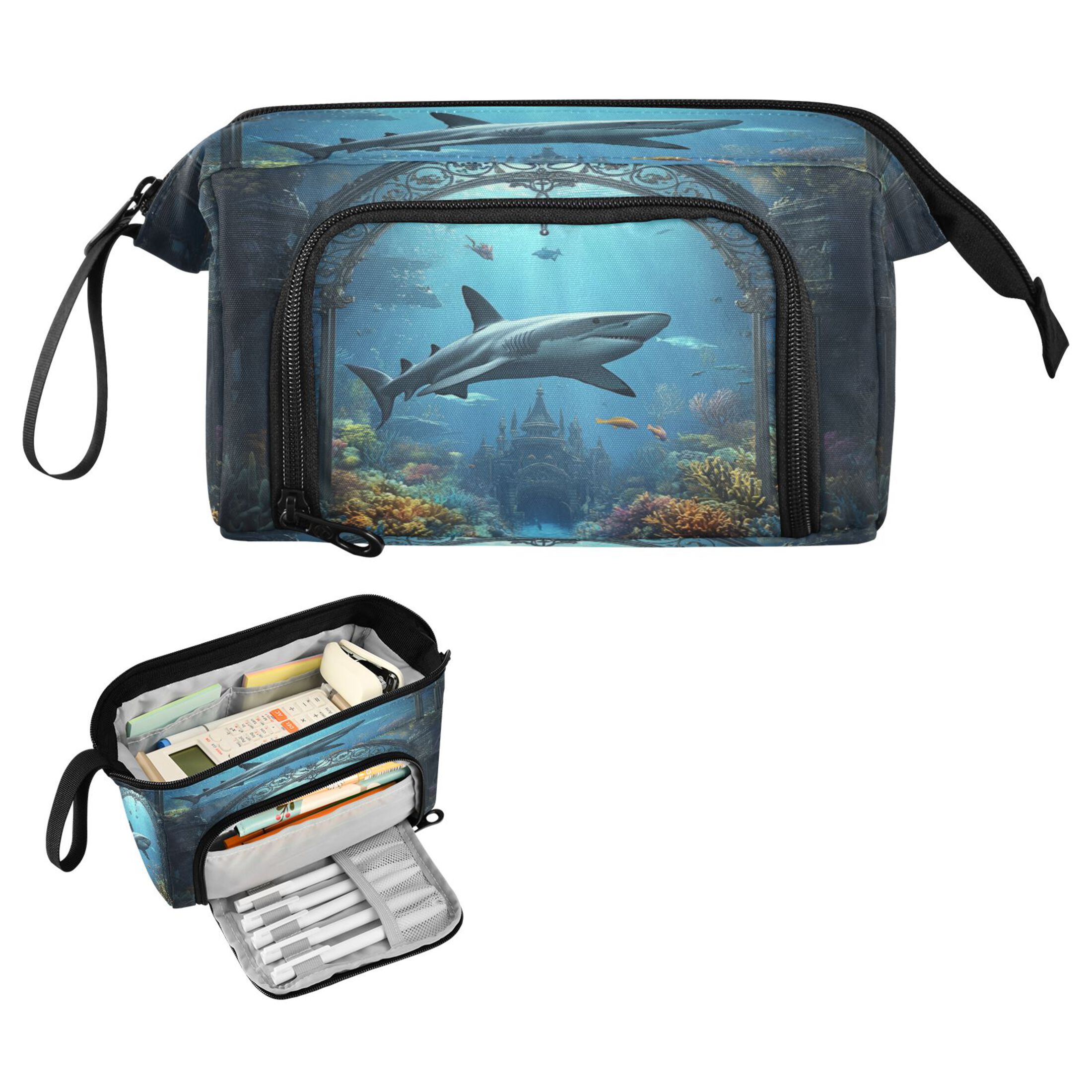 Nylon Fish Mouth Pencil Case with Large Capacity Zipper Pencil Pouch ...