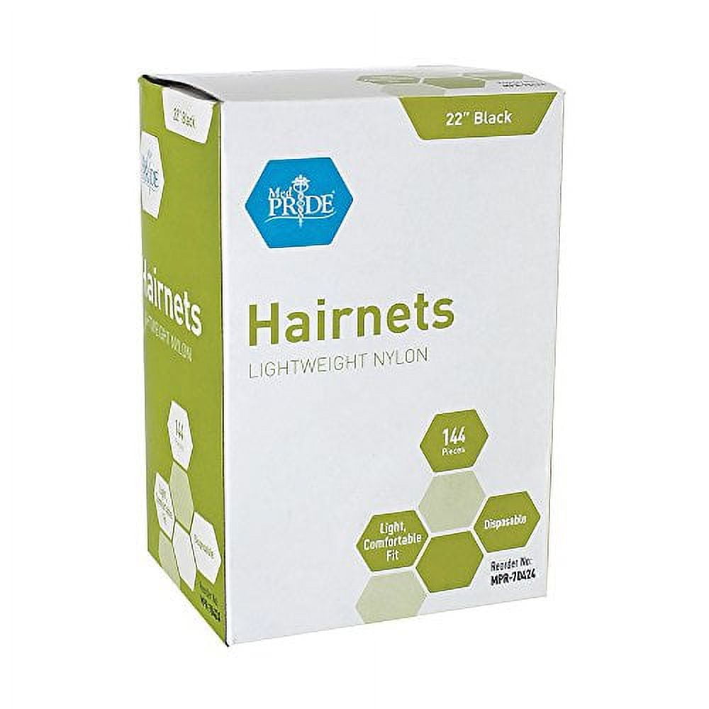 Nylon Hair Nets Disposable Black - 144 Hairnets /Box - Mesh - 22 ...