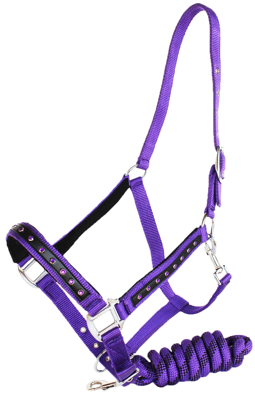Nylon Horse Halter Nylon Padded Lead Rope Tack Purple Bling Rodeo ...