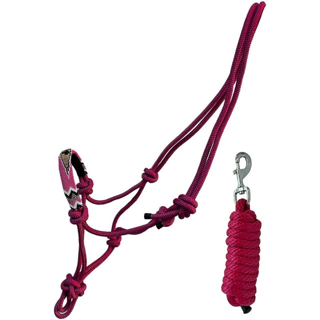 Nylon Horse Size Knot Rope Halter with Beaded Cross Nose and Removable Lead - Walmart.com