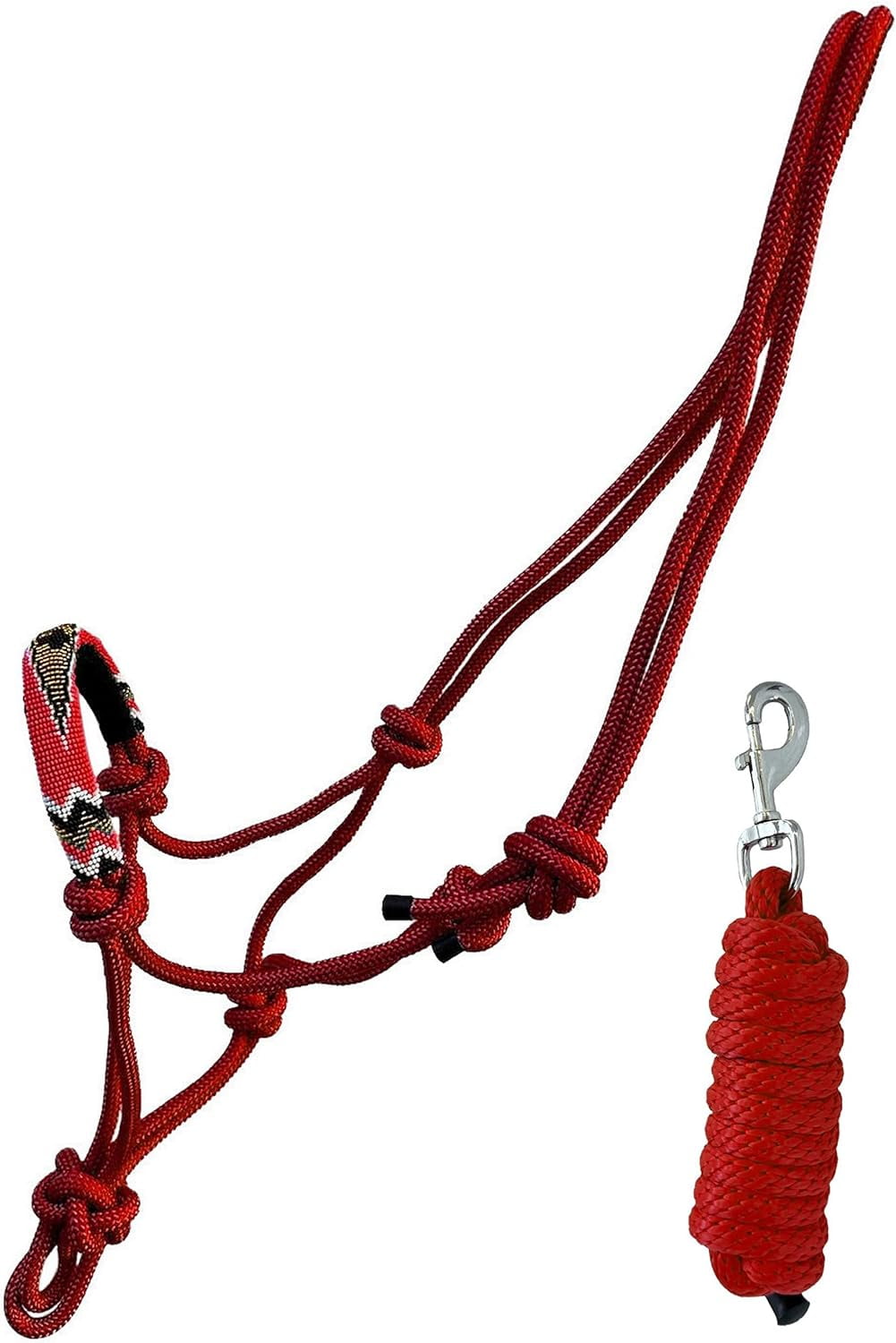 Nylon Horse Size Knot Rope Halter with Beaded Cross Nose and Removable Lead - Walmart.com