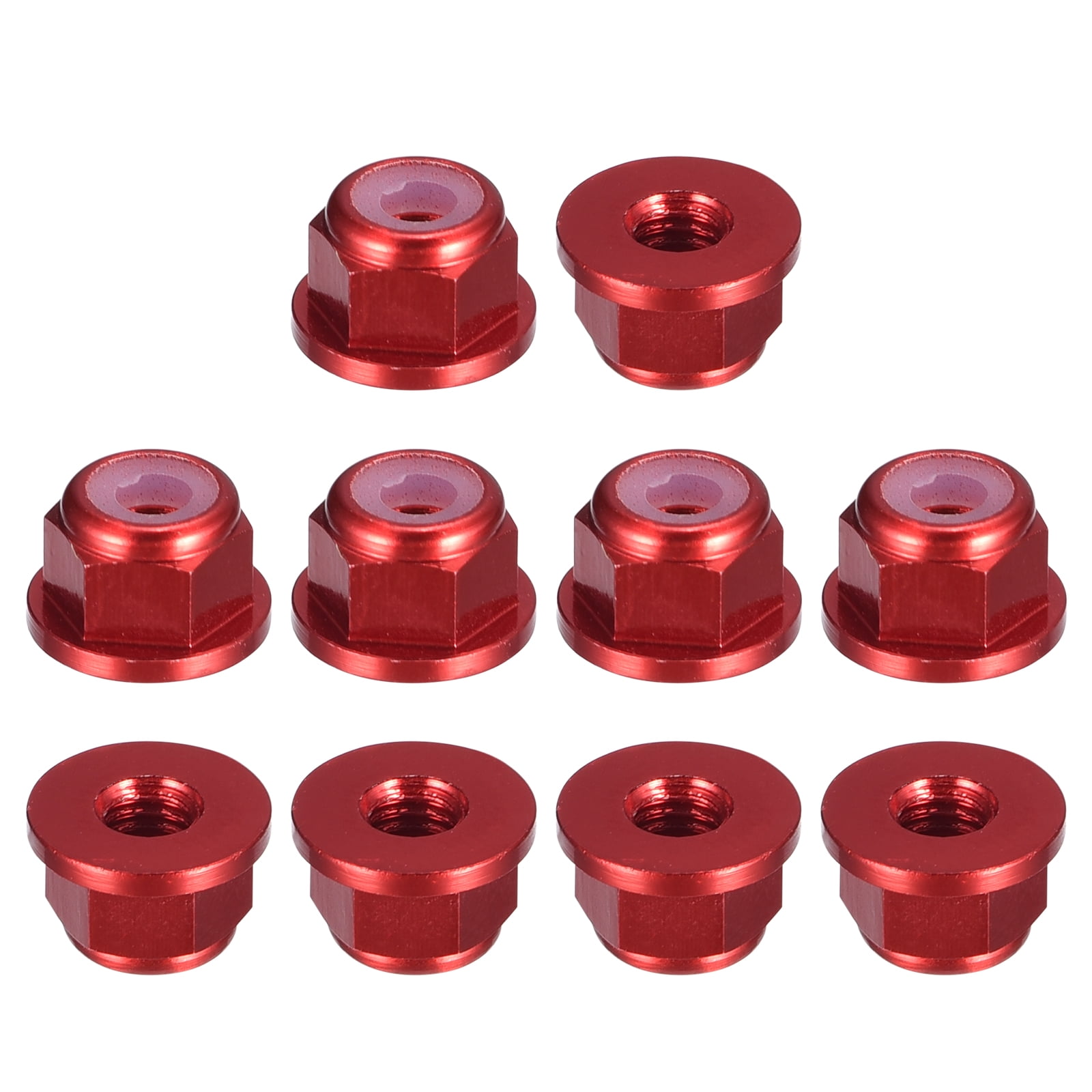 Nylon Insert Hex Lock Nuts, 10pcs - M3 x 0.5mm Aluminum Alloy Self-Locking Flange Nut (Claret ...