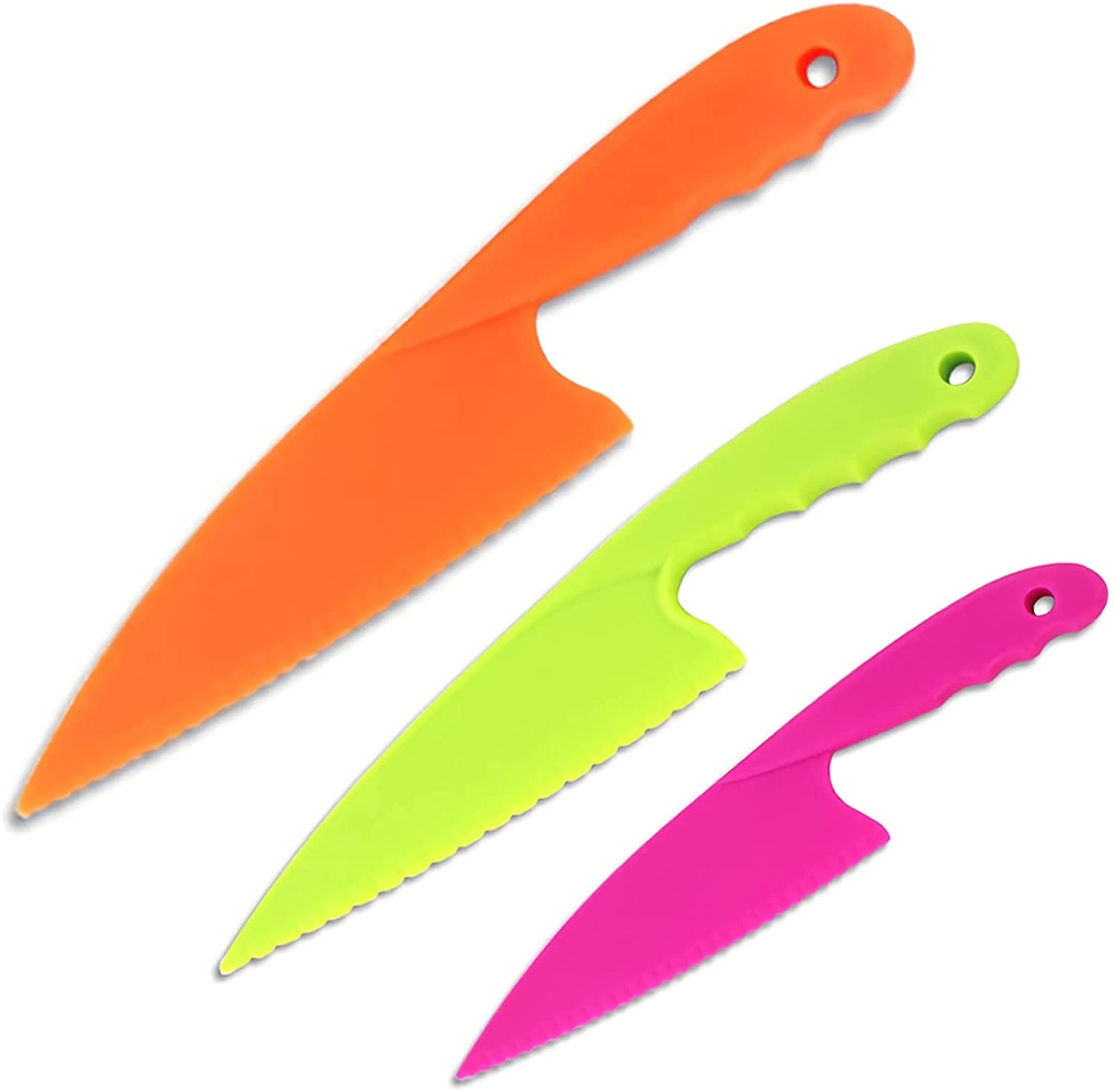Casewin Kids & Toddler Safe Cooking Knife Set, 3 Sizes & Colors, For ...