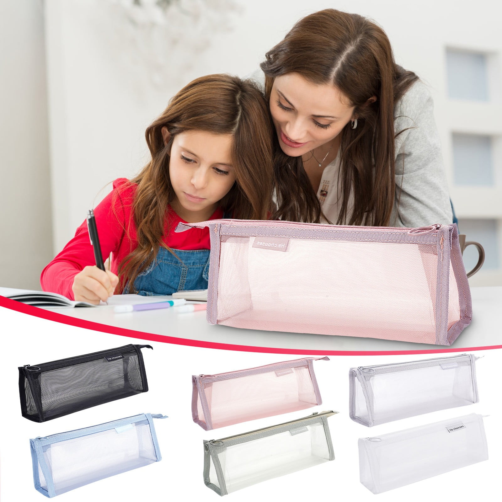 Nylon Large Capacity Stationery Bag, Mesh Storage Pencil Case, 3D ...